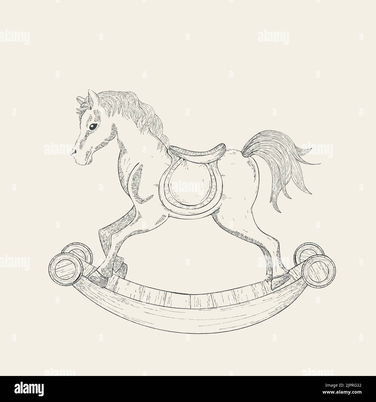 Hand drawn rocking horse, vector illustration Stock Photo - Alamy
