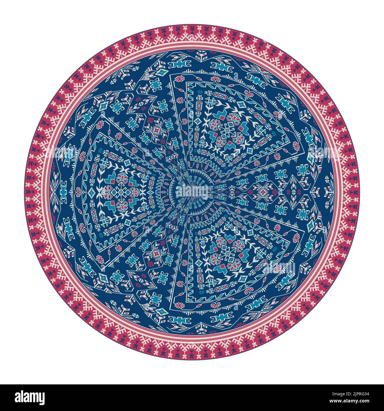 Traditional Georgian round decorative element, isolated vector over ...