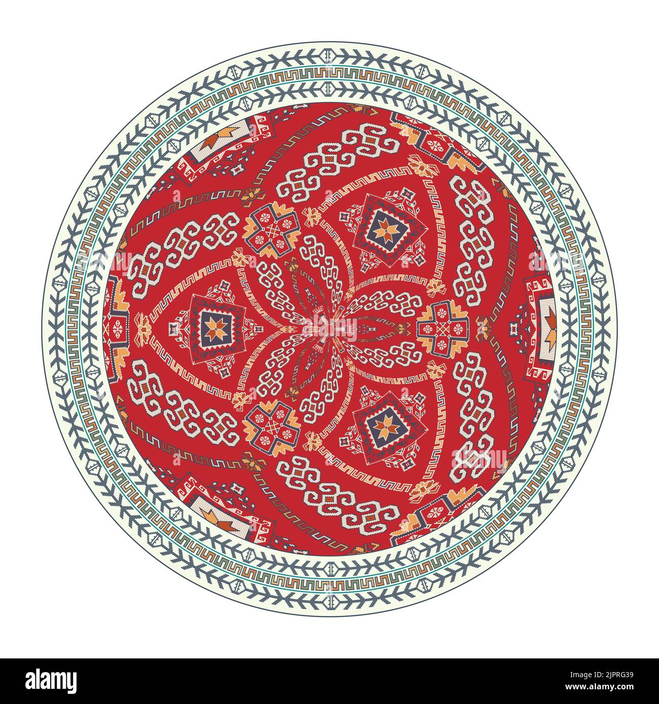 Traditional Georgian round decorative element, isolated vector over ...