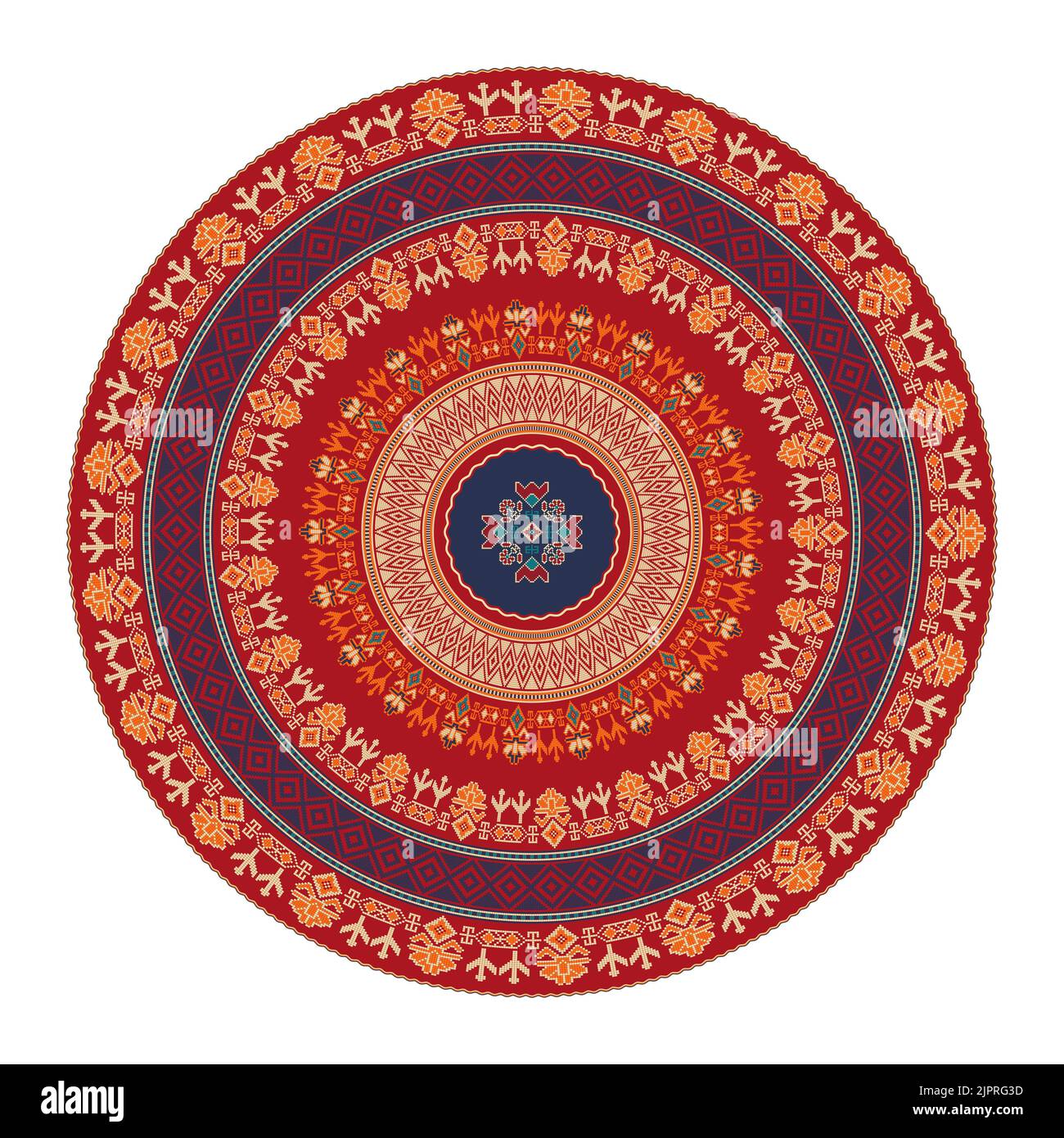 Traditional Georgian round decorative element, isolated vector over ...