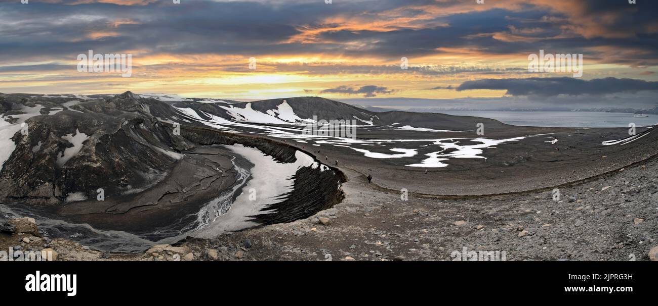 Deception Island Caldera Bay Telephone Bay with Cruise Ship Panorama ...