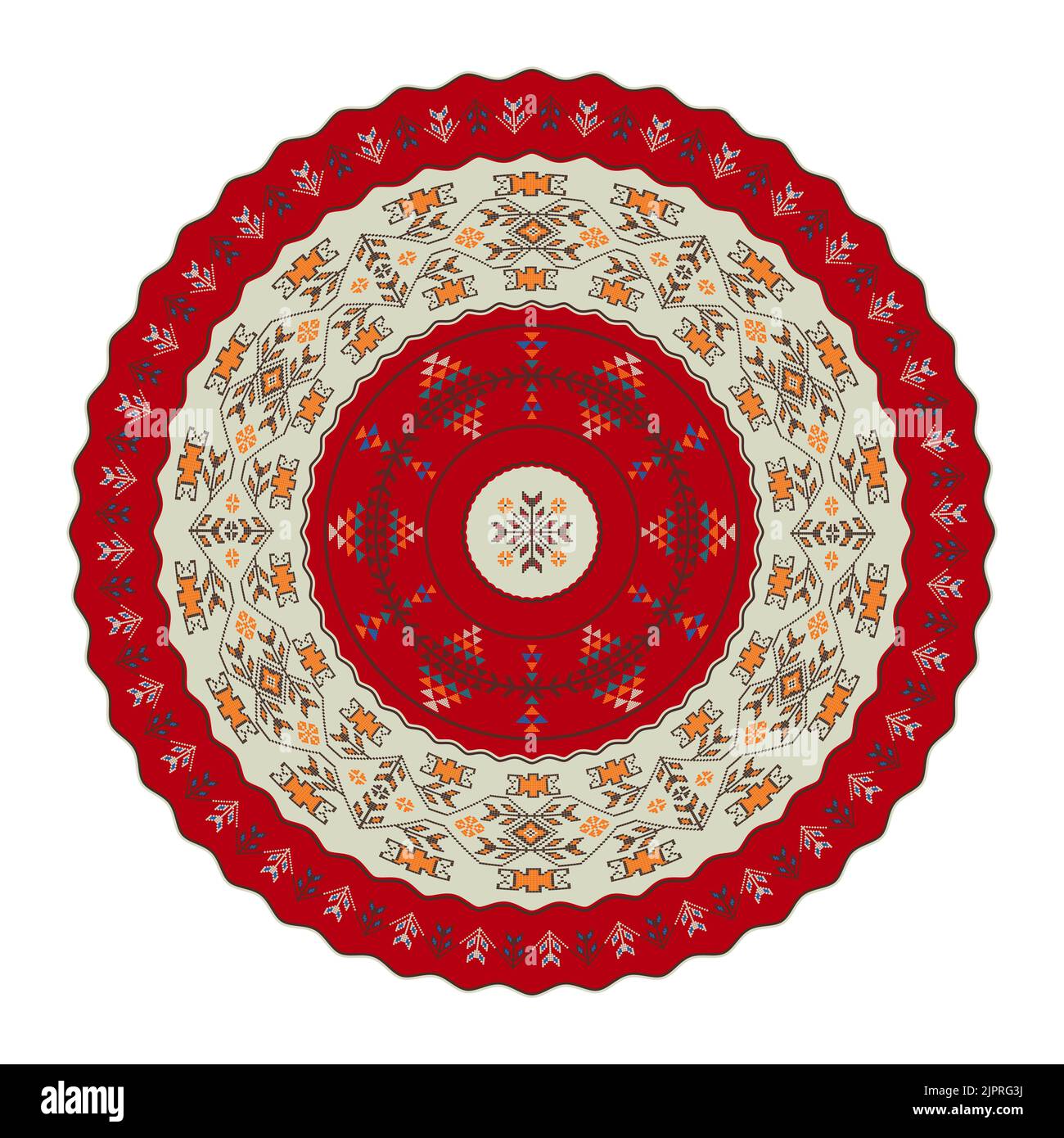 Traditional Georgian round decorative element, isolated vector over ...