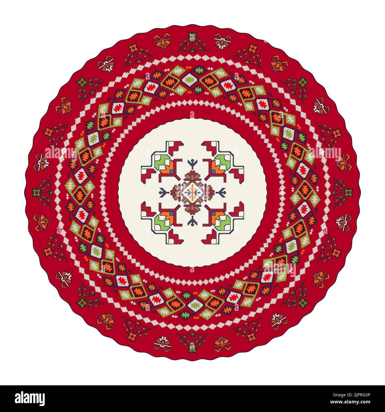 Traditional Georgian round decorative element, isolated vector over ...