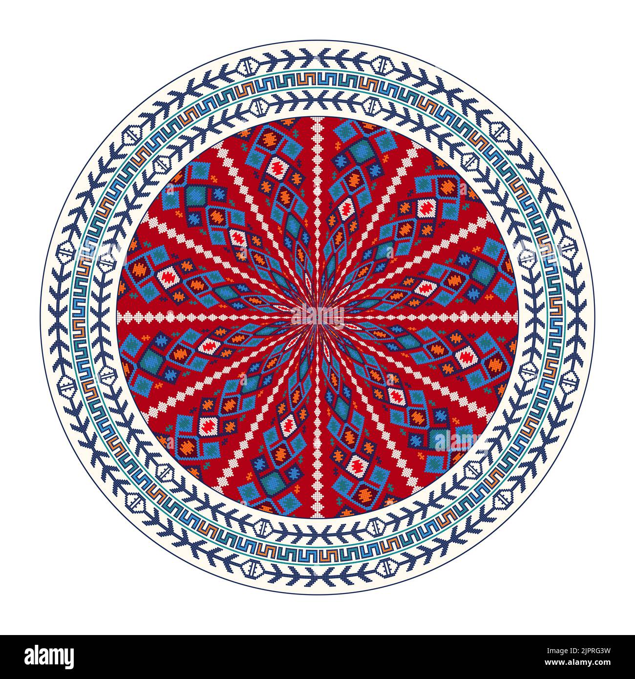 Traditional Georgian round decorative element, isolated vector over ...
