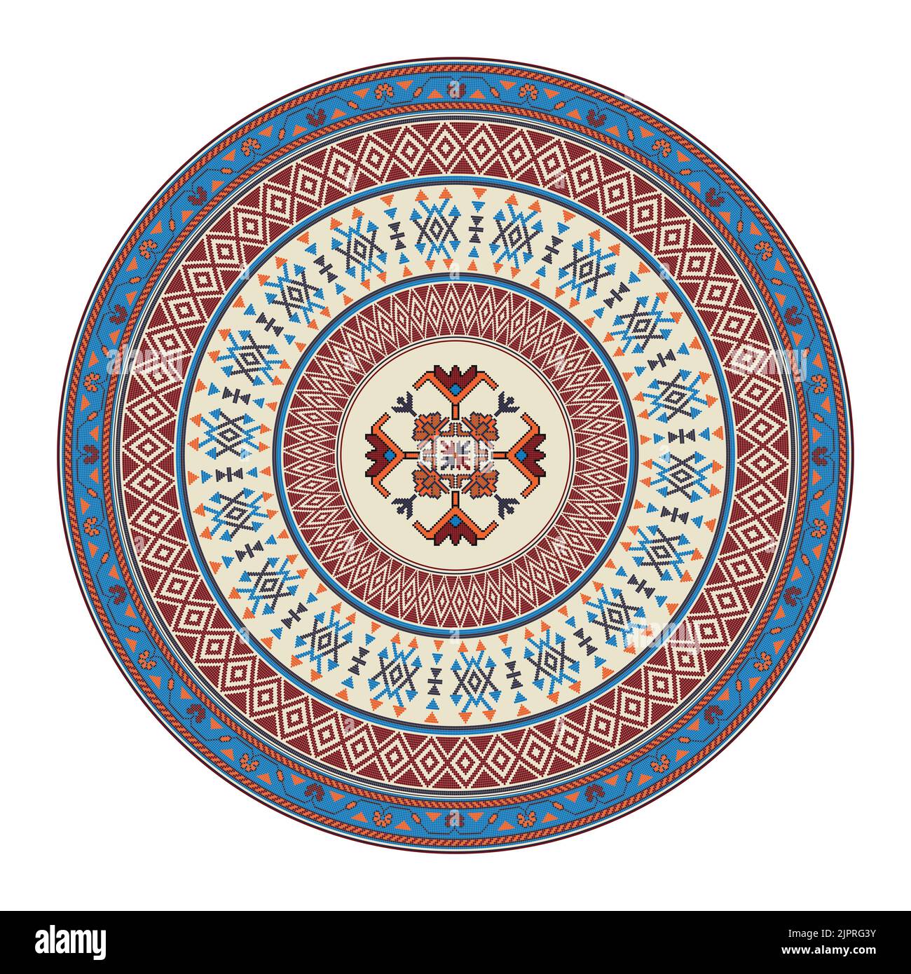 Traditional Georgian round decorative element, isolated vector over ...