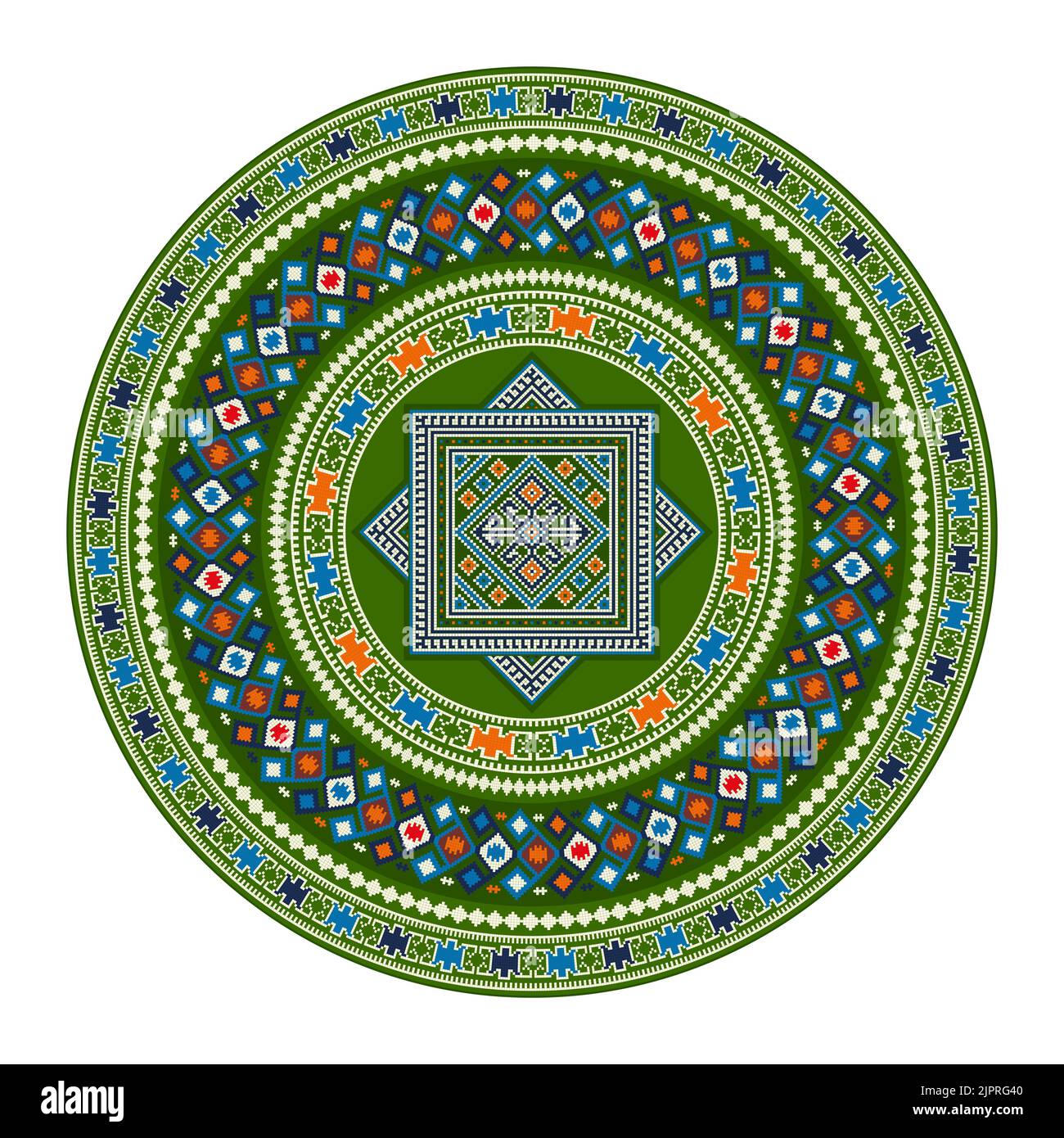 Traditional Georgian round decorative element, isolated vector over ...