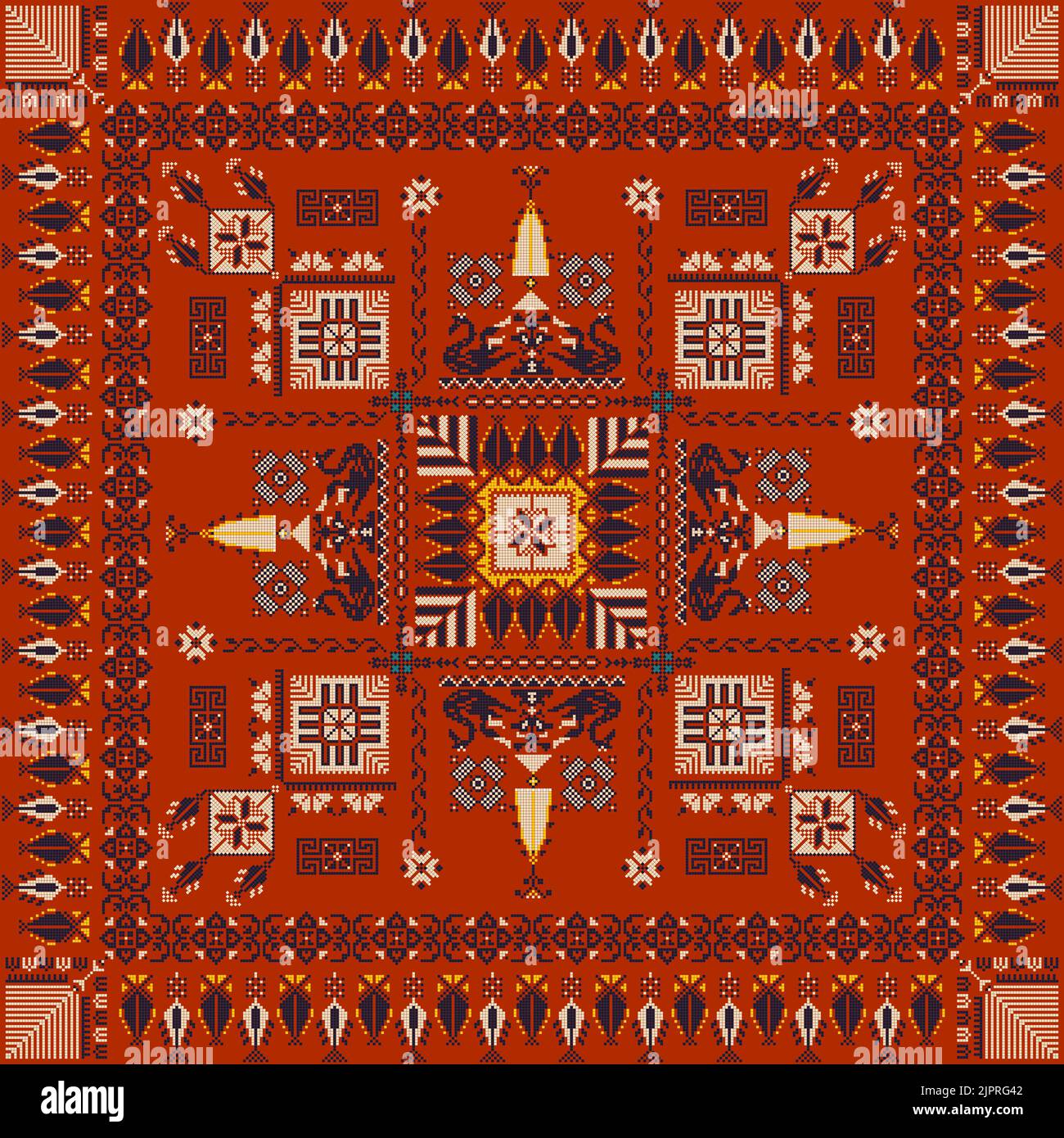 Embroidery Tatreez pattern, Palestinian fashion vector ornament Stock ...