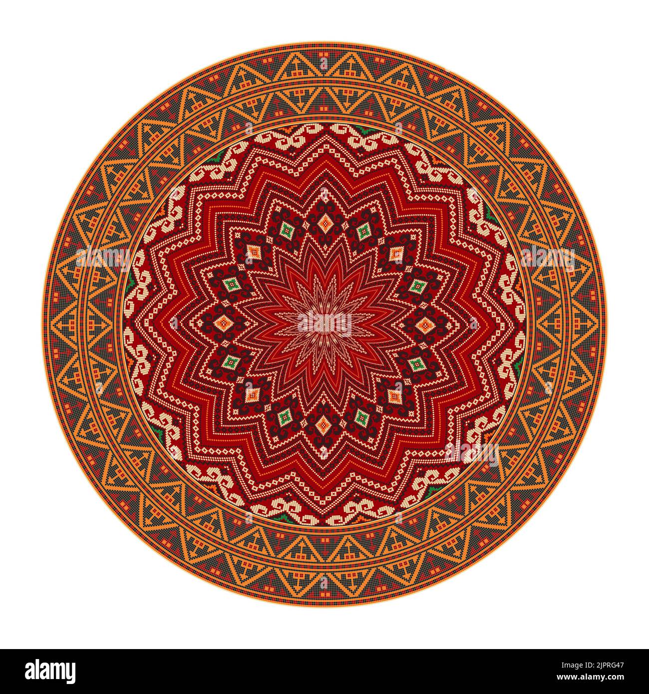 Traditional Georgian round decorative element, isolated vector over ...