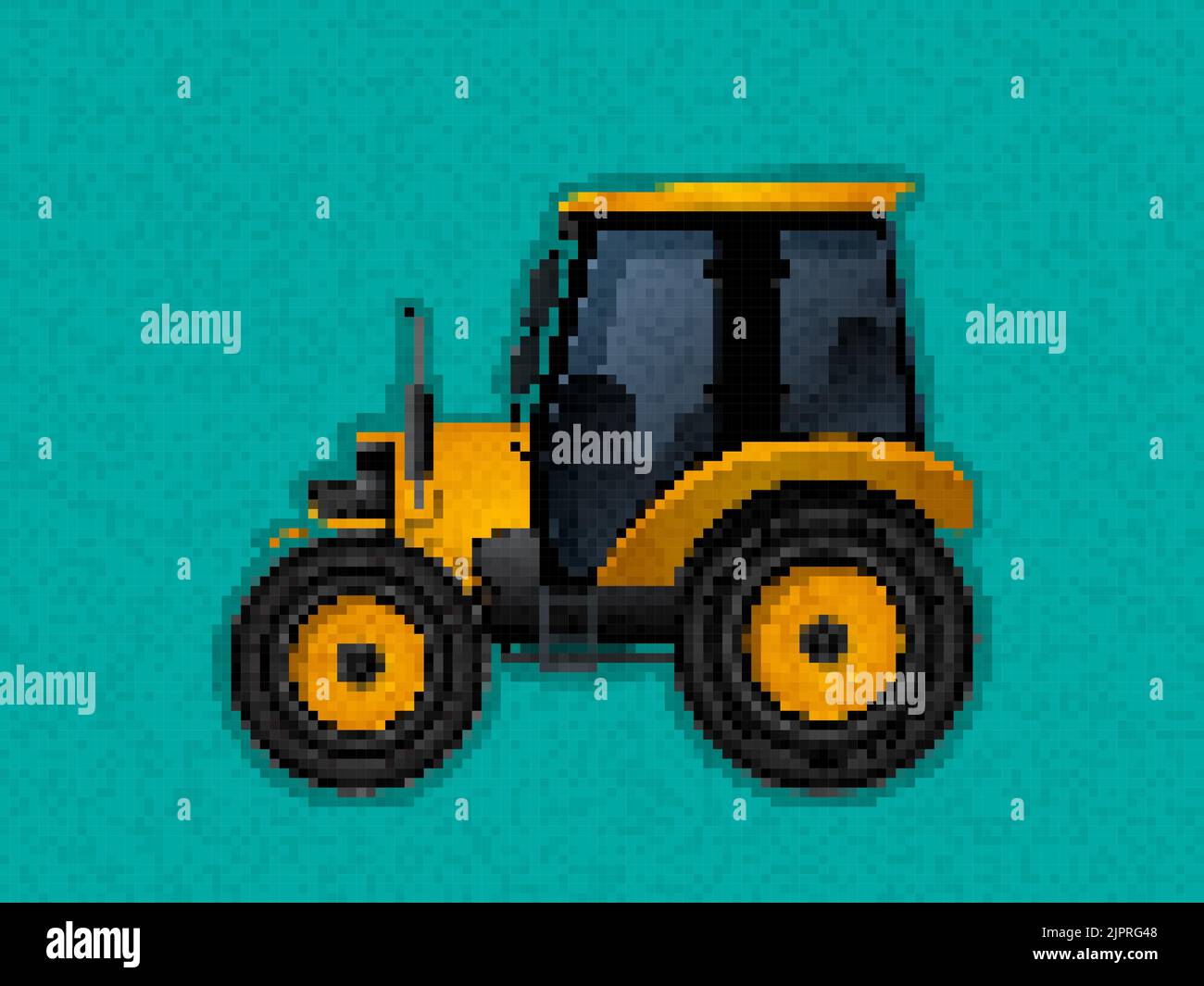 Pixel art tractor icon, vector illustration Stock Photo - Alamy