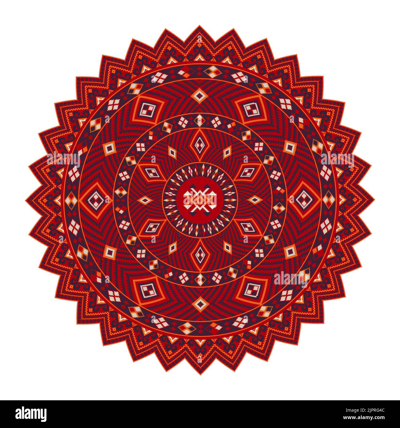 Traditional Georgian round decorative element, isolated vector over ...