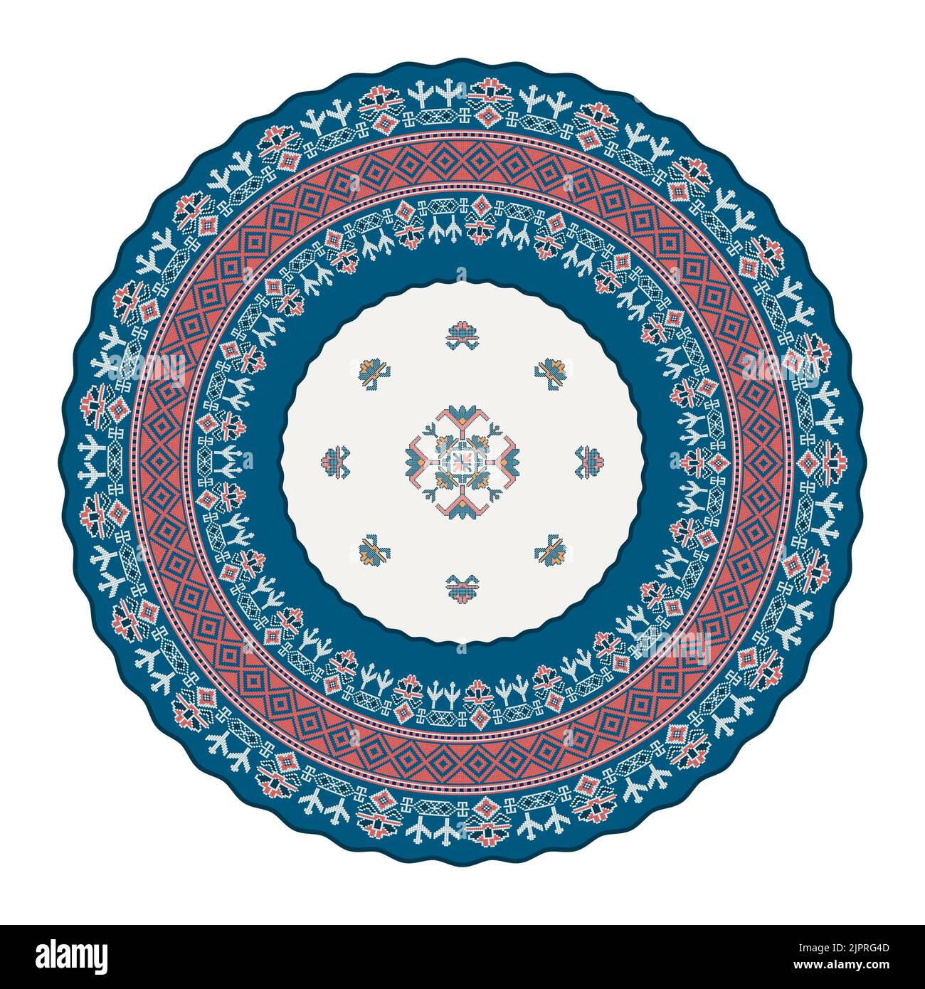 Traditional Georgian round decorative element, isolated vector over ...