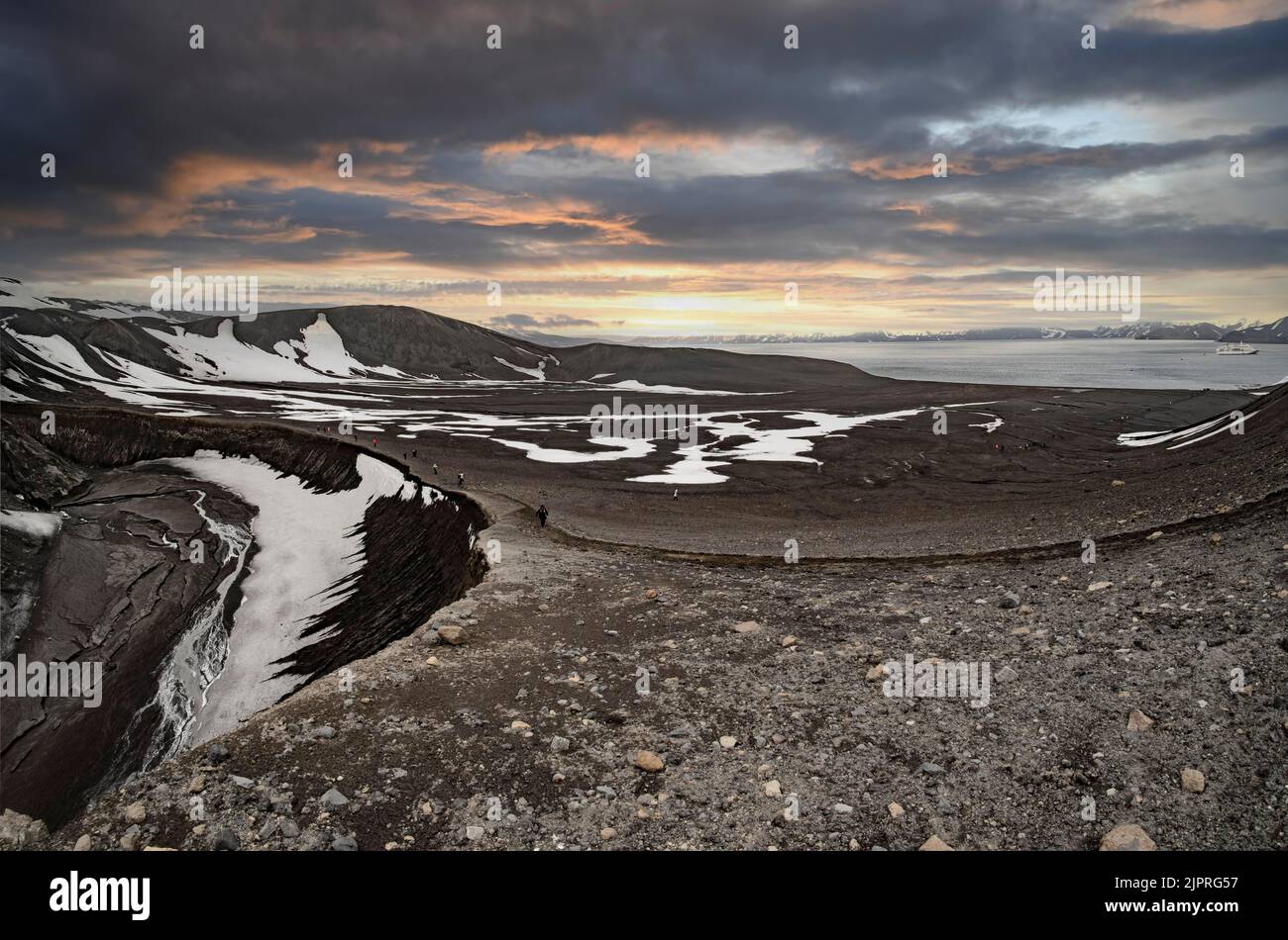 Deception Island Caldera Bay Telephone Bay with Cruise Ship Antarctica ...