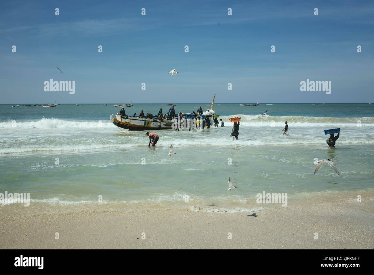 Traditional fishing beach, Plage des Pecheurs Traditionnels, arrival of ...
