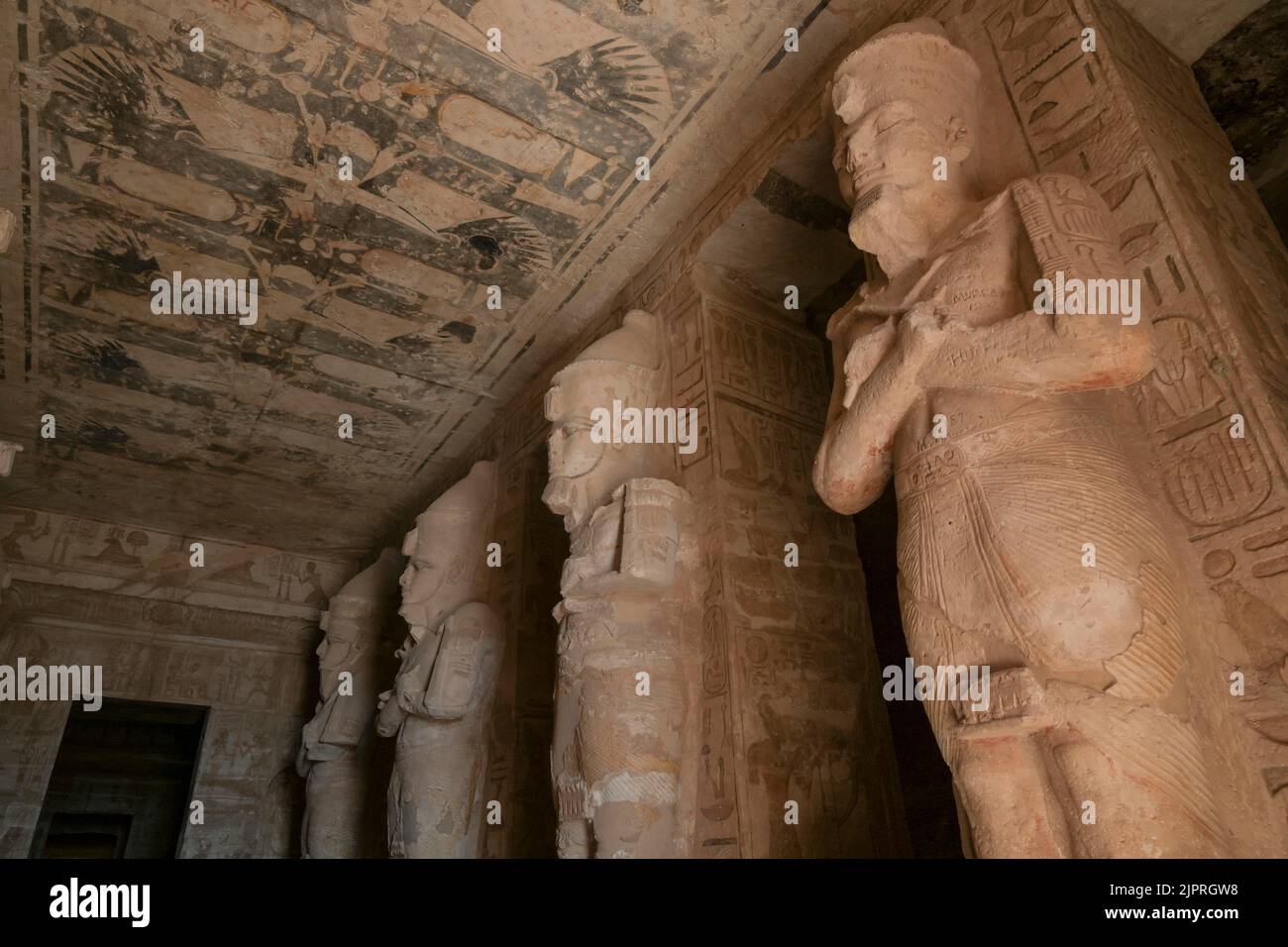 Statues of Pharaoh Ramses II Great Pillar Hall, Rock Temple Abu Simbel ...