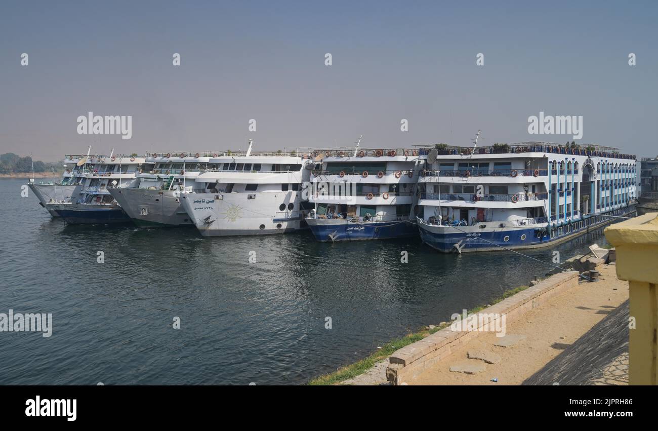 Cruise ships, jetty, pier, Luxor, Egypt Stock Photo - Alamy