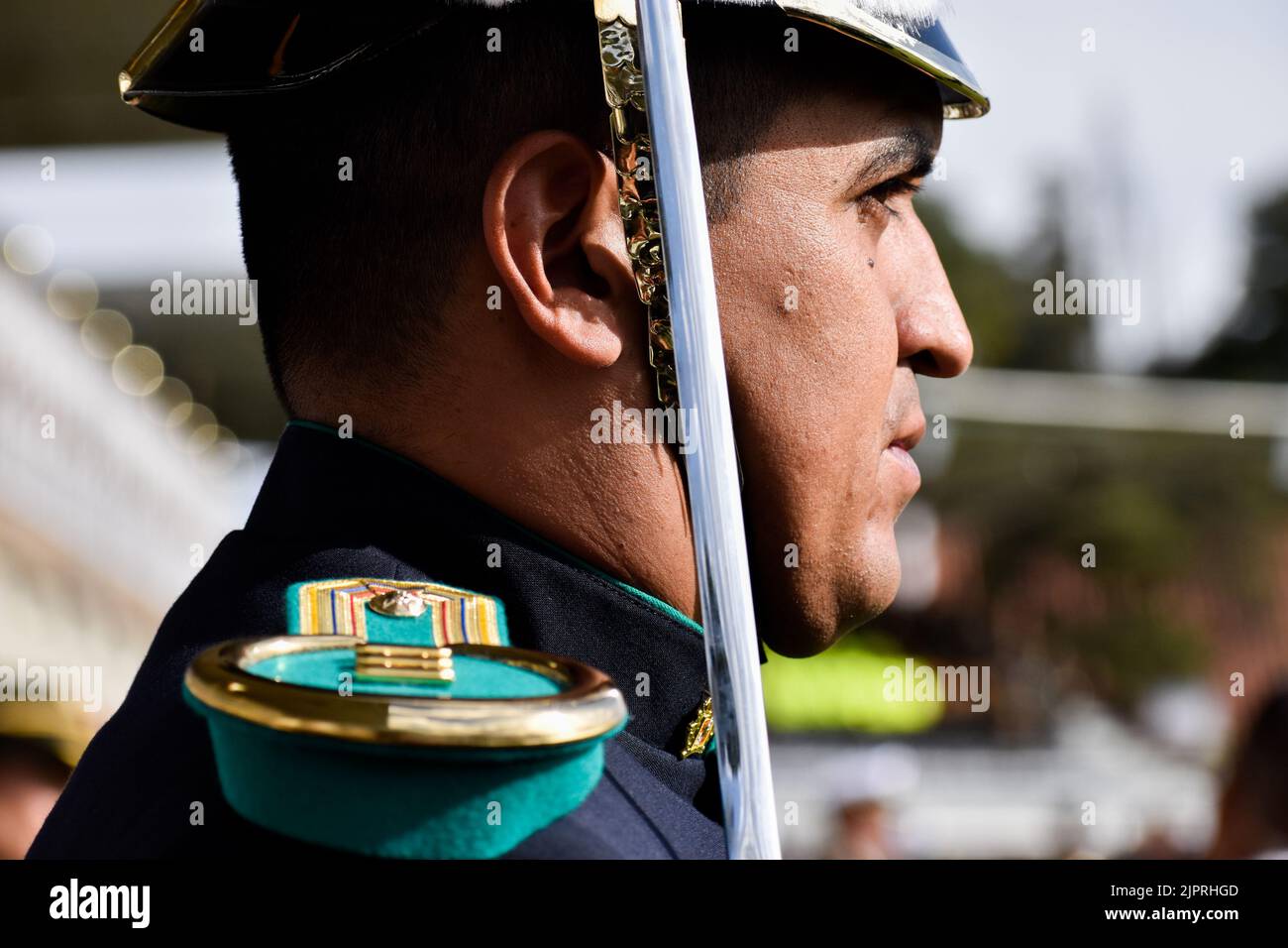 Bogota, Colombia. 19th Aug 2022. A police captain during the swearing ...