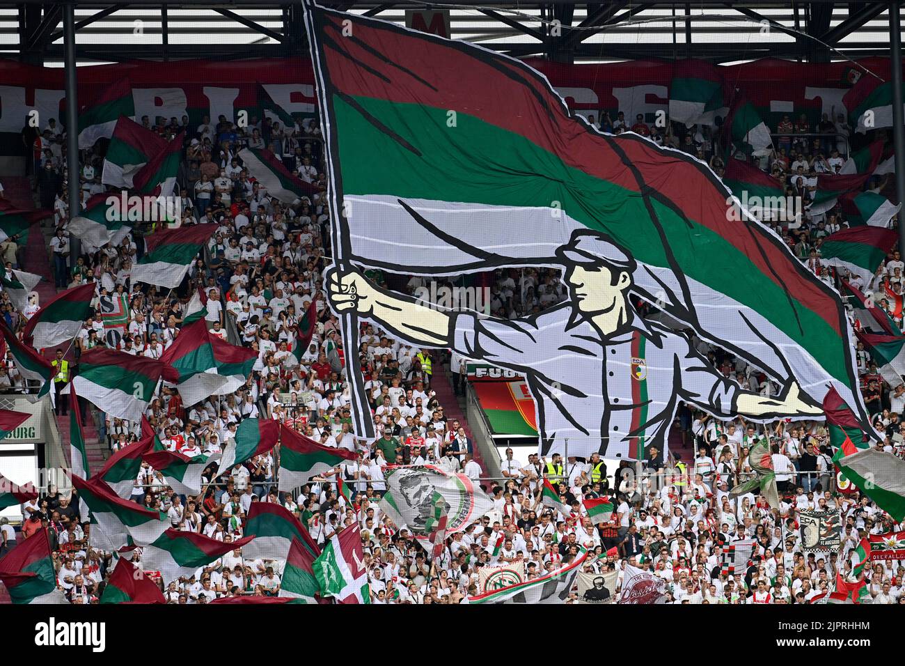 Fan block, choreo, south curve, WWK Arena, Augsburg, Bavaria, Germany ...