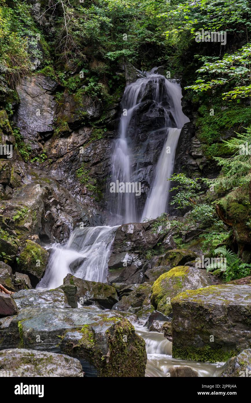 Waterfall in the Breuergraben, Schwarzache, Scheffau, Tyrol, Kufstein ...