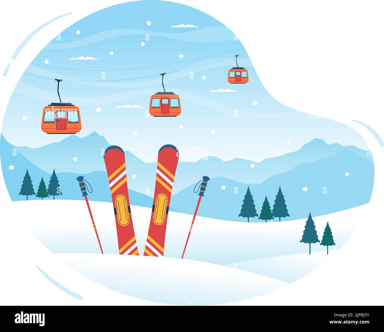 Snowboarding Hand Drawn Cartoon Flat Illustration of People in Winter ...
