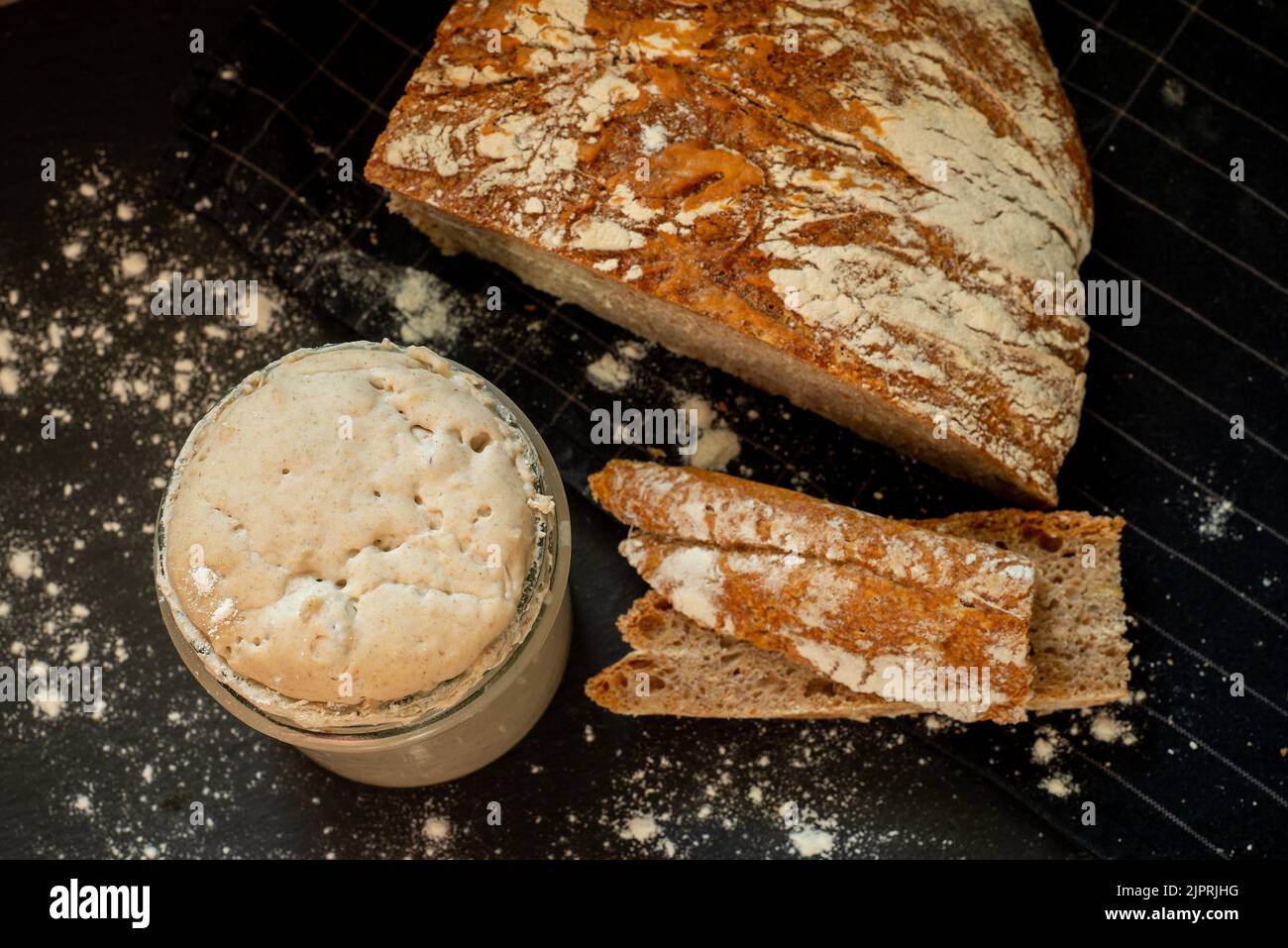 Loaf of artisan wheat and rye bread with graham flour. Sourdough ...