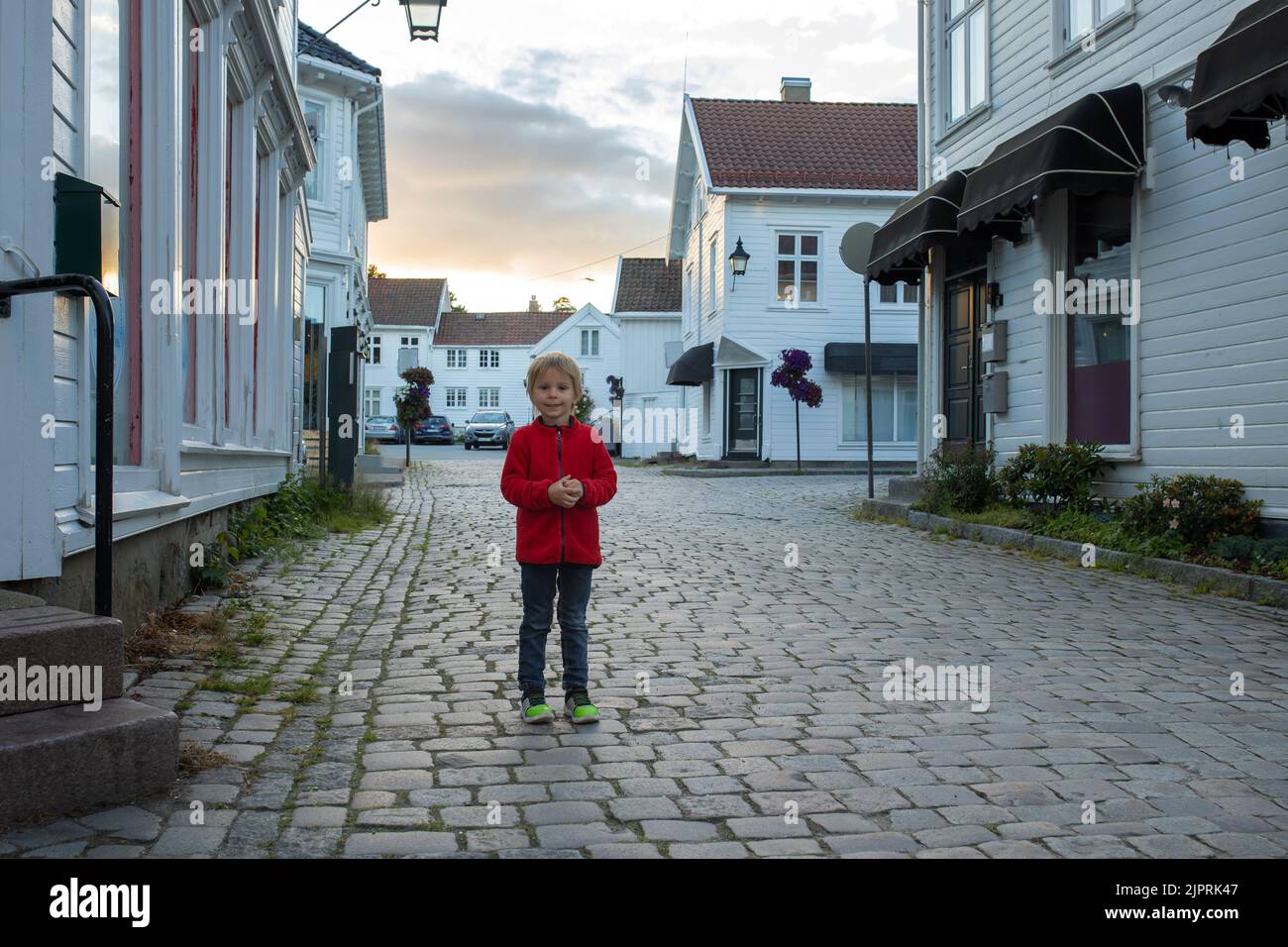 Family visiting town Mandal in Norway, enjoying amazing views, kids ...