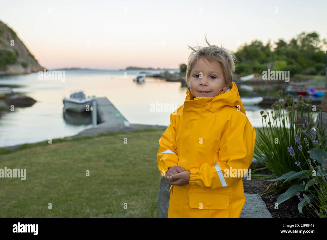 Family visiting town Mandal in Norway, enjoying amazing views, kids ...