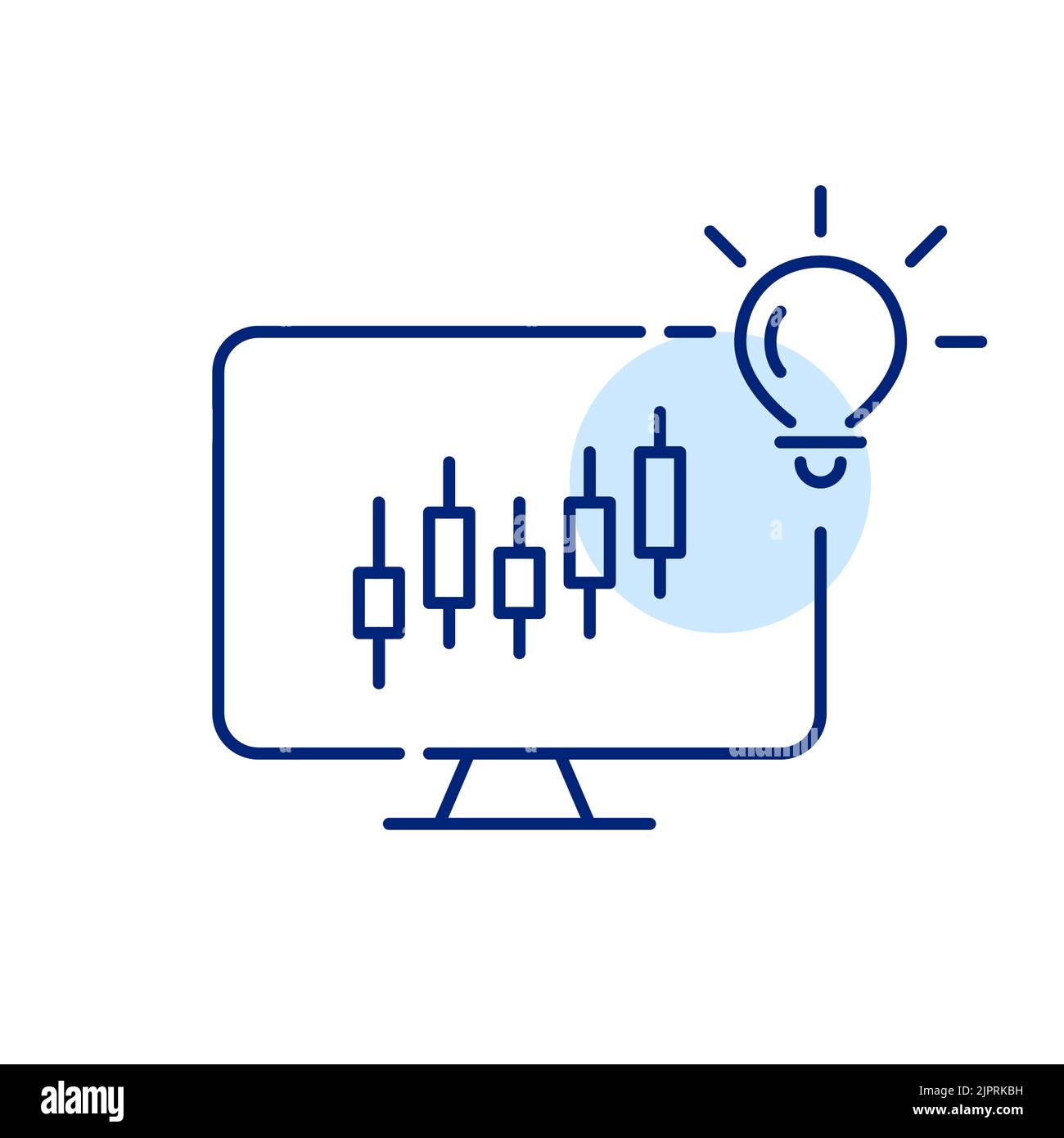 Stock trading ideas and learning. Candlestick chart on a computer. Pixel perfect, editable ...
