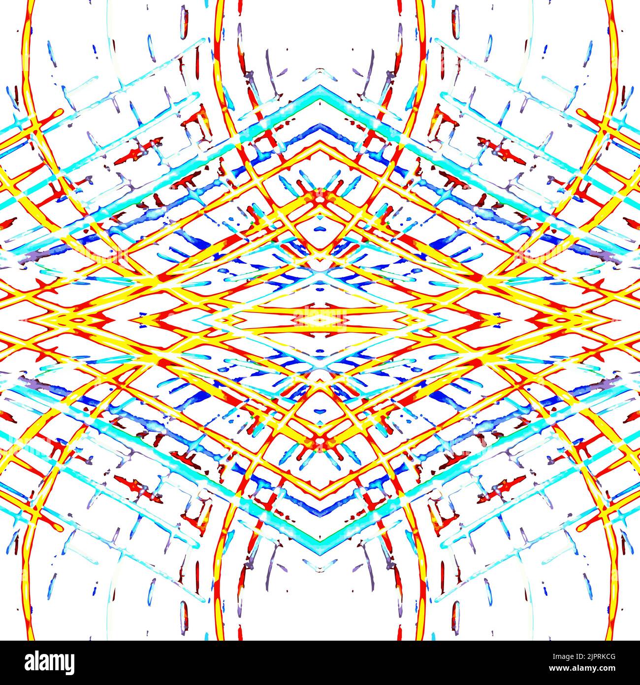 Minimalist abstract pattern of jagged colored lines symmetrical rhombic ...