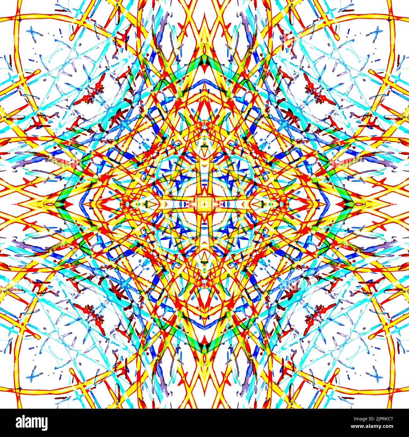 Minimalist abstract pattern of jagged colored lines symmetrical ...
