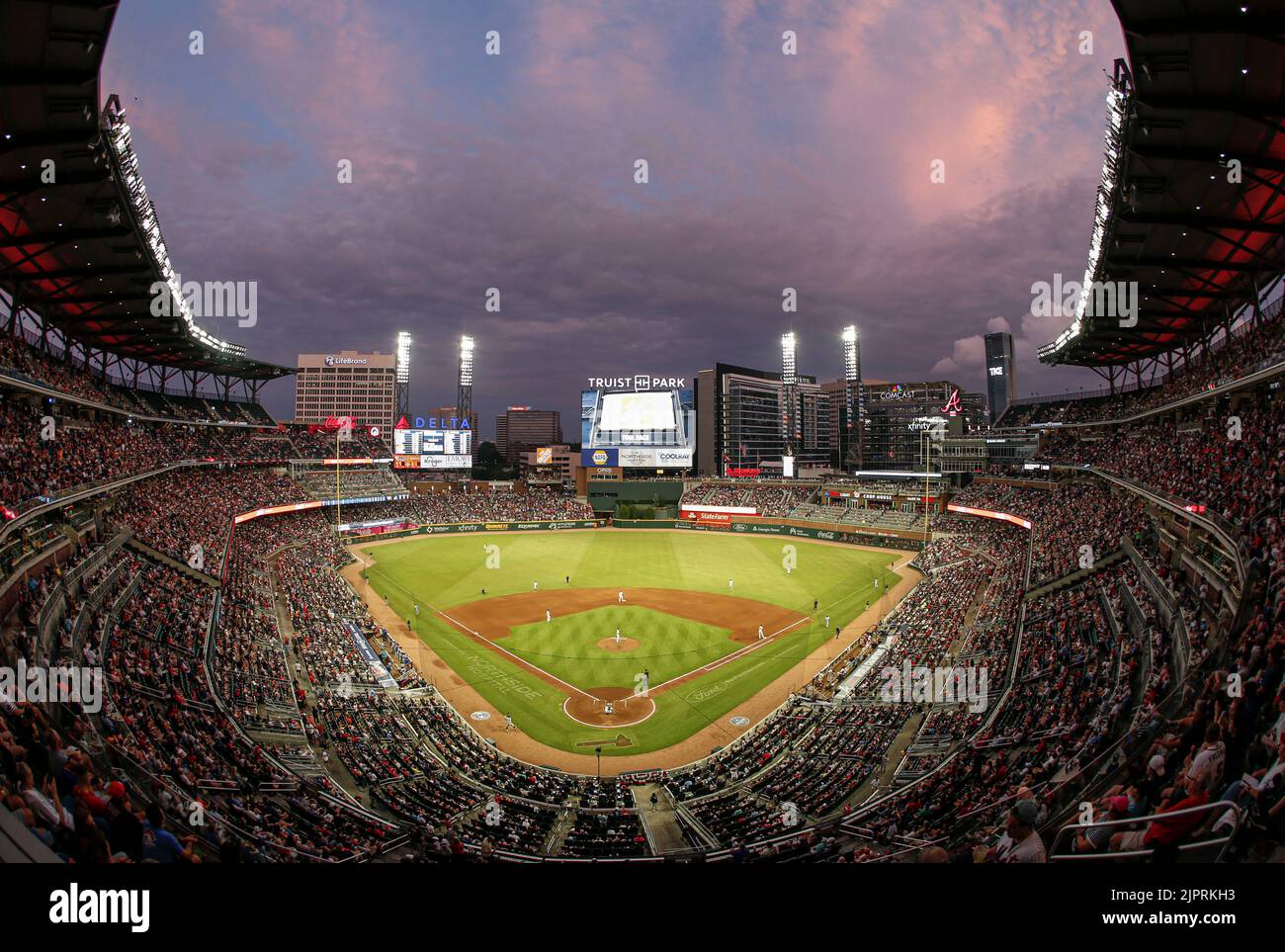 Atlanta, GA. USA; A general view of the field at sunset during a major ...