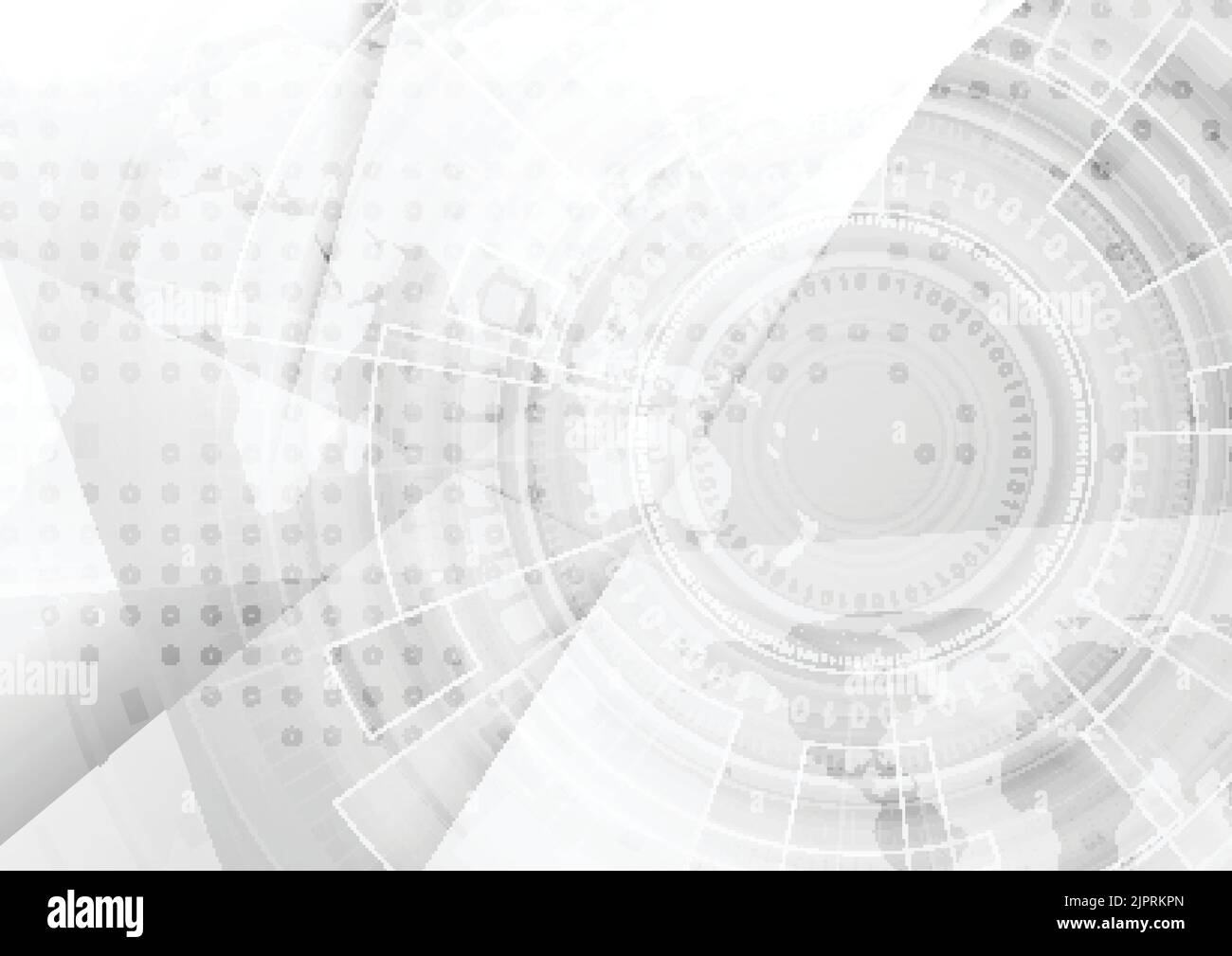 Light grey concept technology background with gear shape and map ...