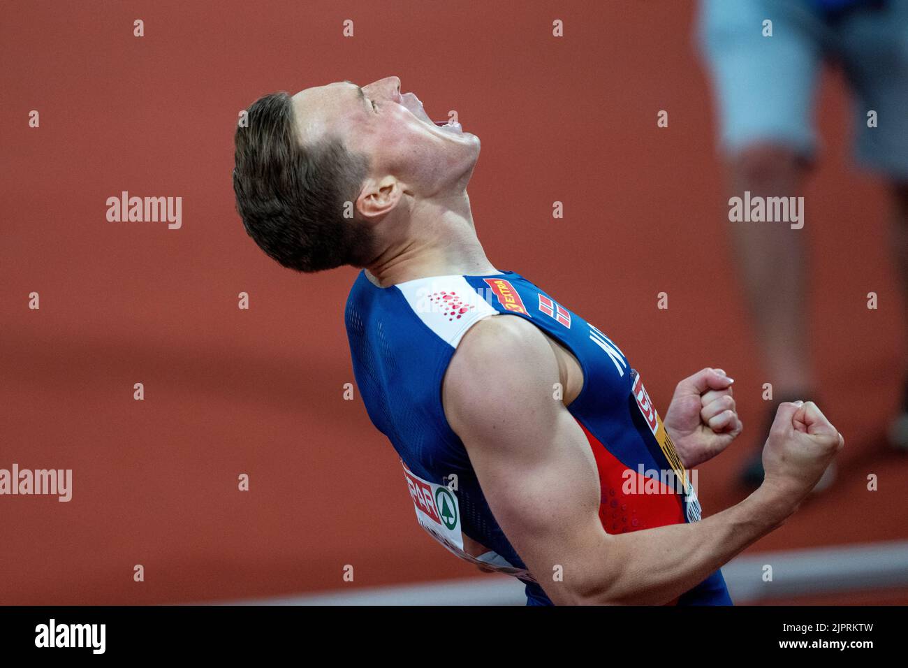 Munich, Germany 20220819.Karsten Warholm celebrates after winning the ...