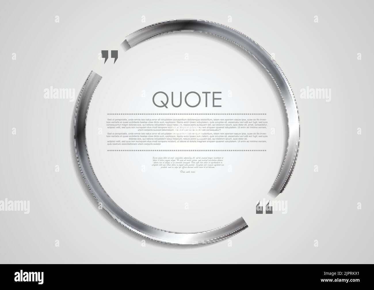 Quote blank speech bubble abstract circle metal design. Vector silver ...
