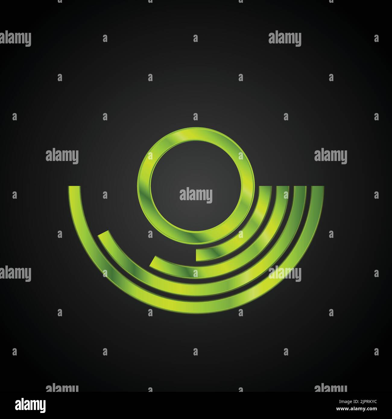 Abstract bright green branding logo on black background. Vector emblem ...