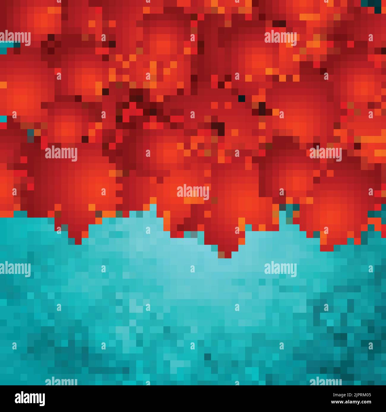 Orange autumn maple leaves on turquoise grunge wall background. Vector ...