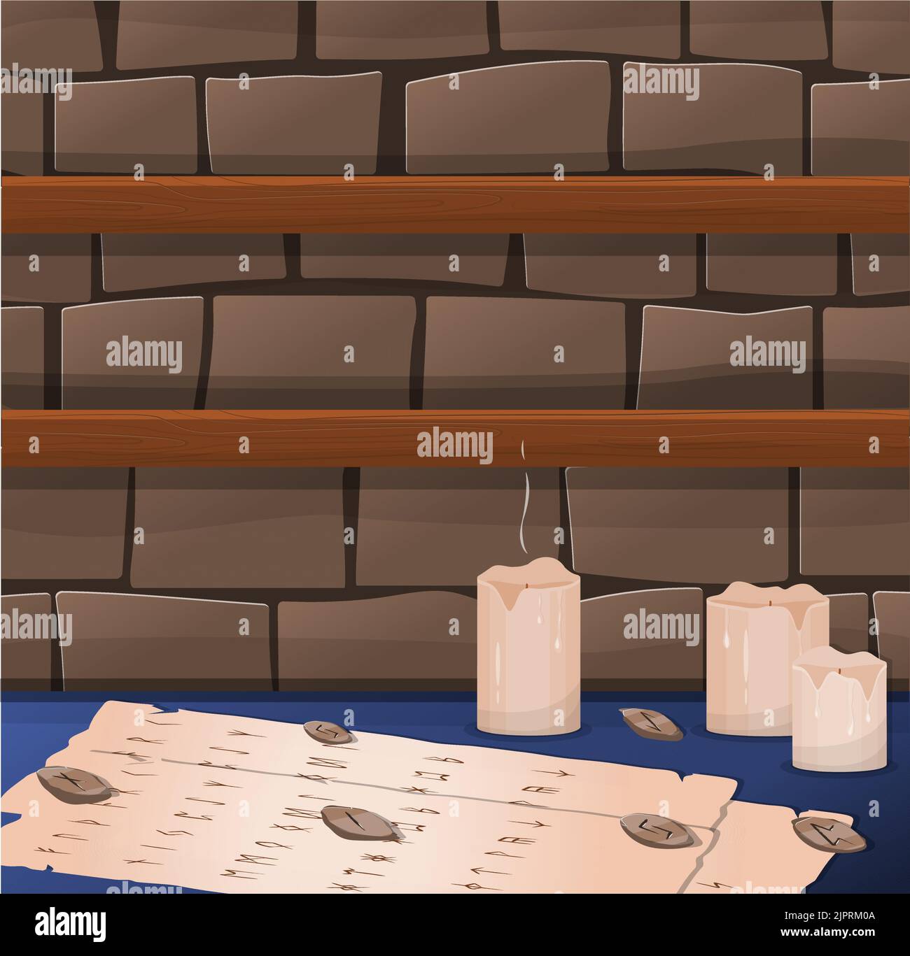 Vector burning candles with dripping or flowing wax. Flat candles with ...