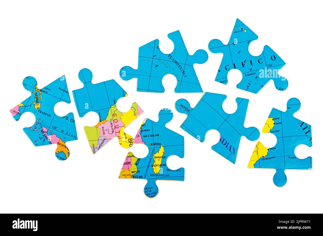 Concept of Globalization. Earth puzzle on white background Stock Photo ...
