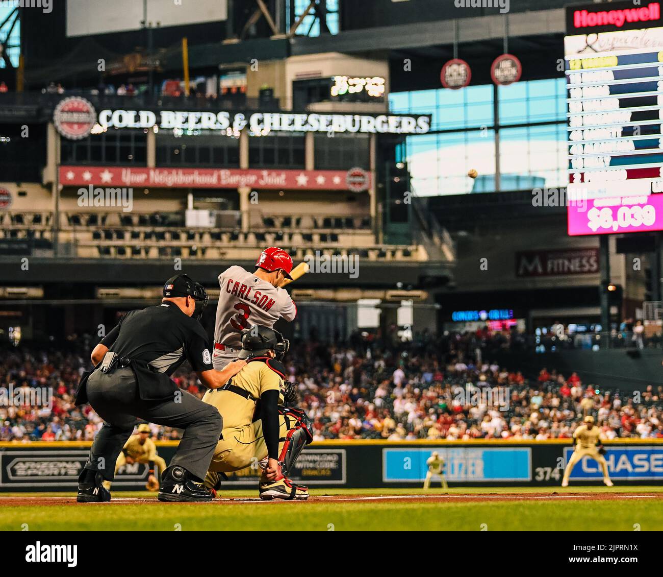 St. Louis Cardinals center fielder Dylan Carlson (3) flies out to ...
