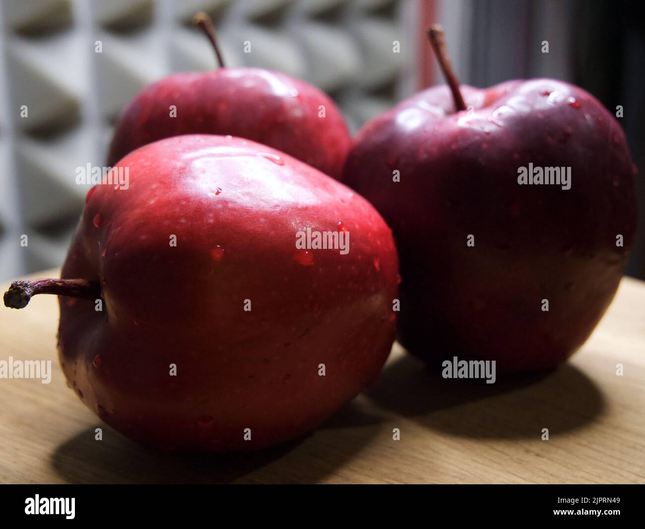 Three big red apples. Fruits close-up. Red Chief apples Stock Photo - Alamy