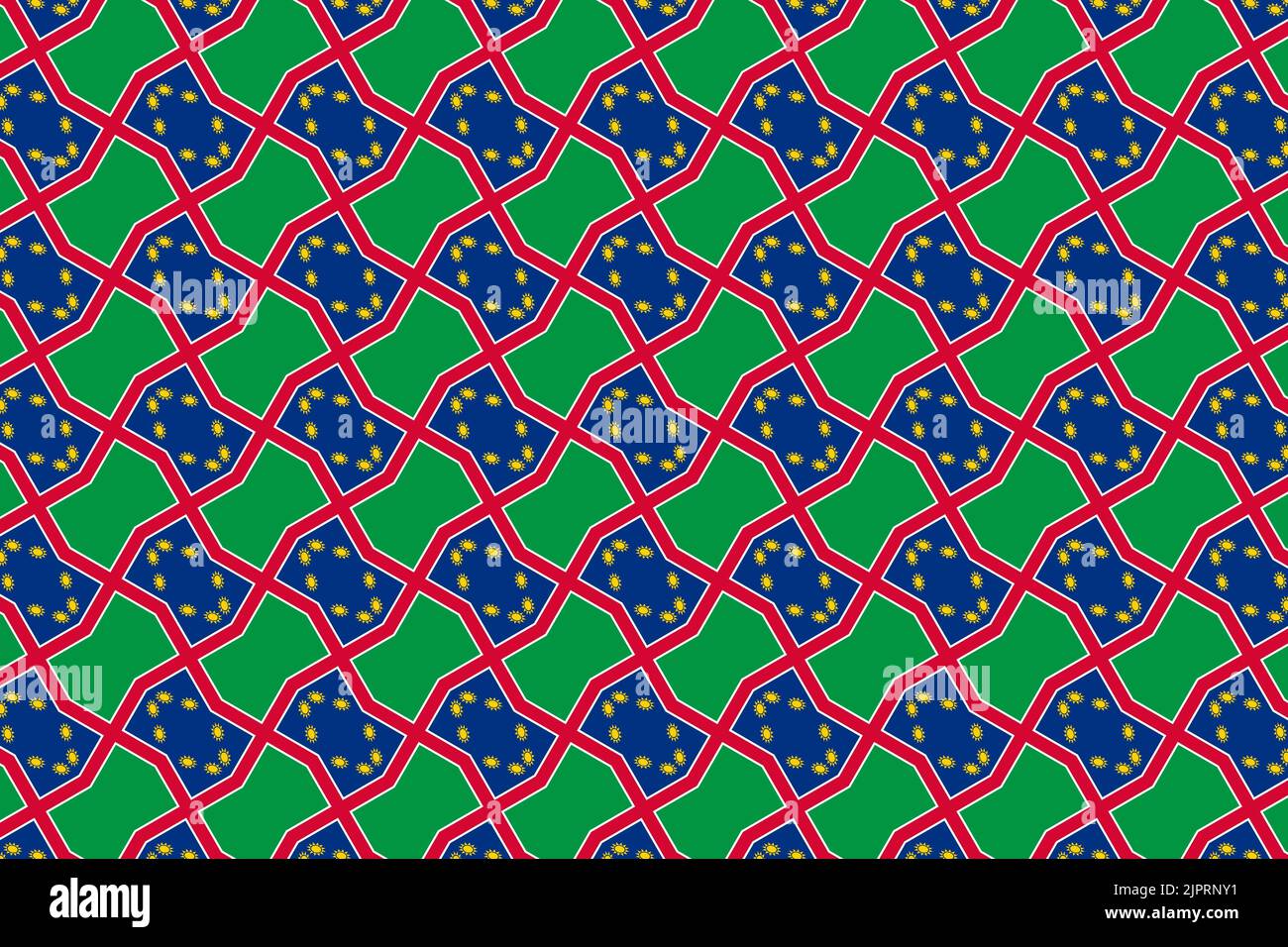 Geometric pattern in the colors of the national flag of Namibia. The ...