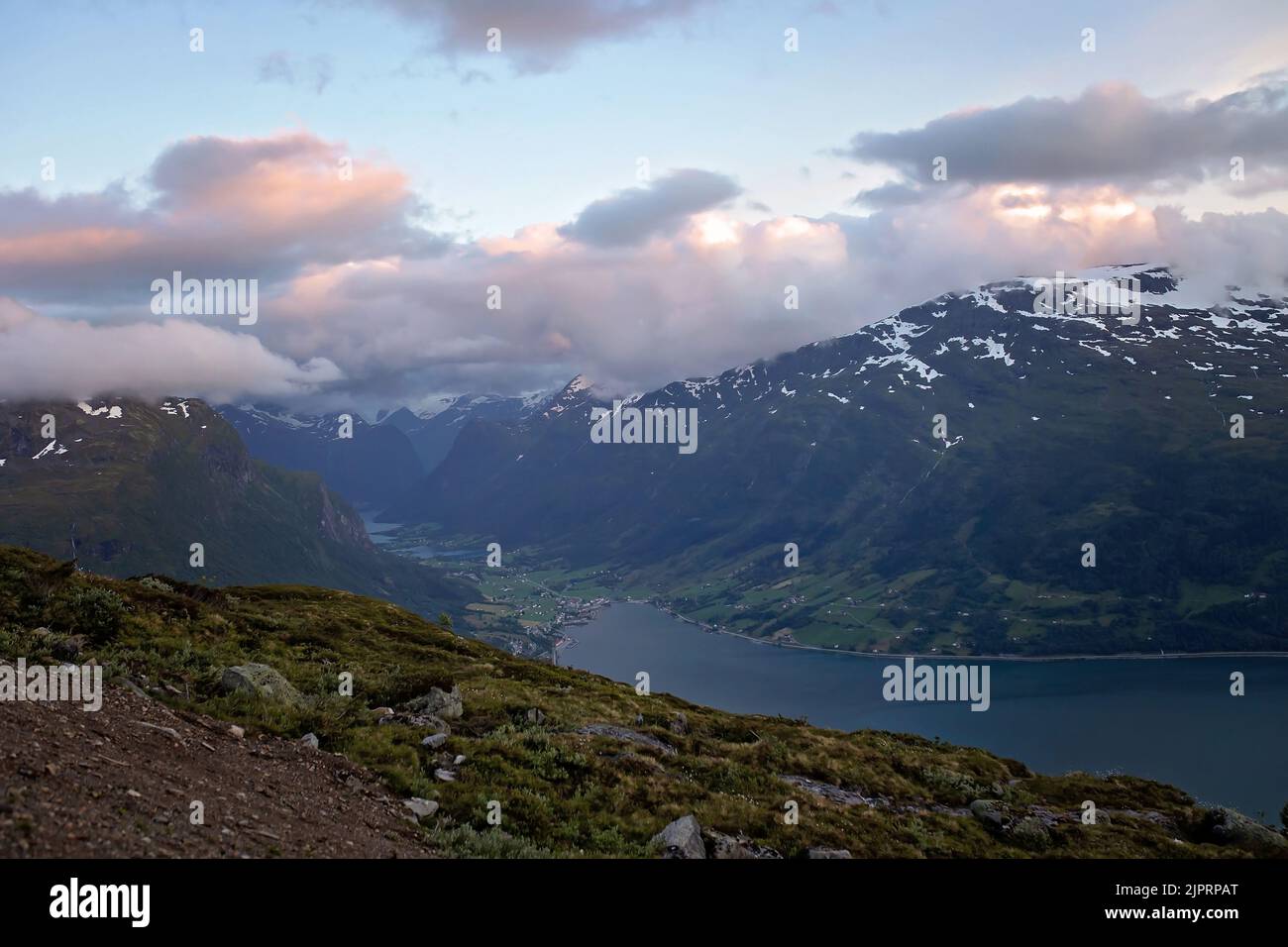 Mount Hoven from above, splendid view over Nordfjord from the Loen ...