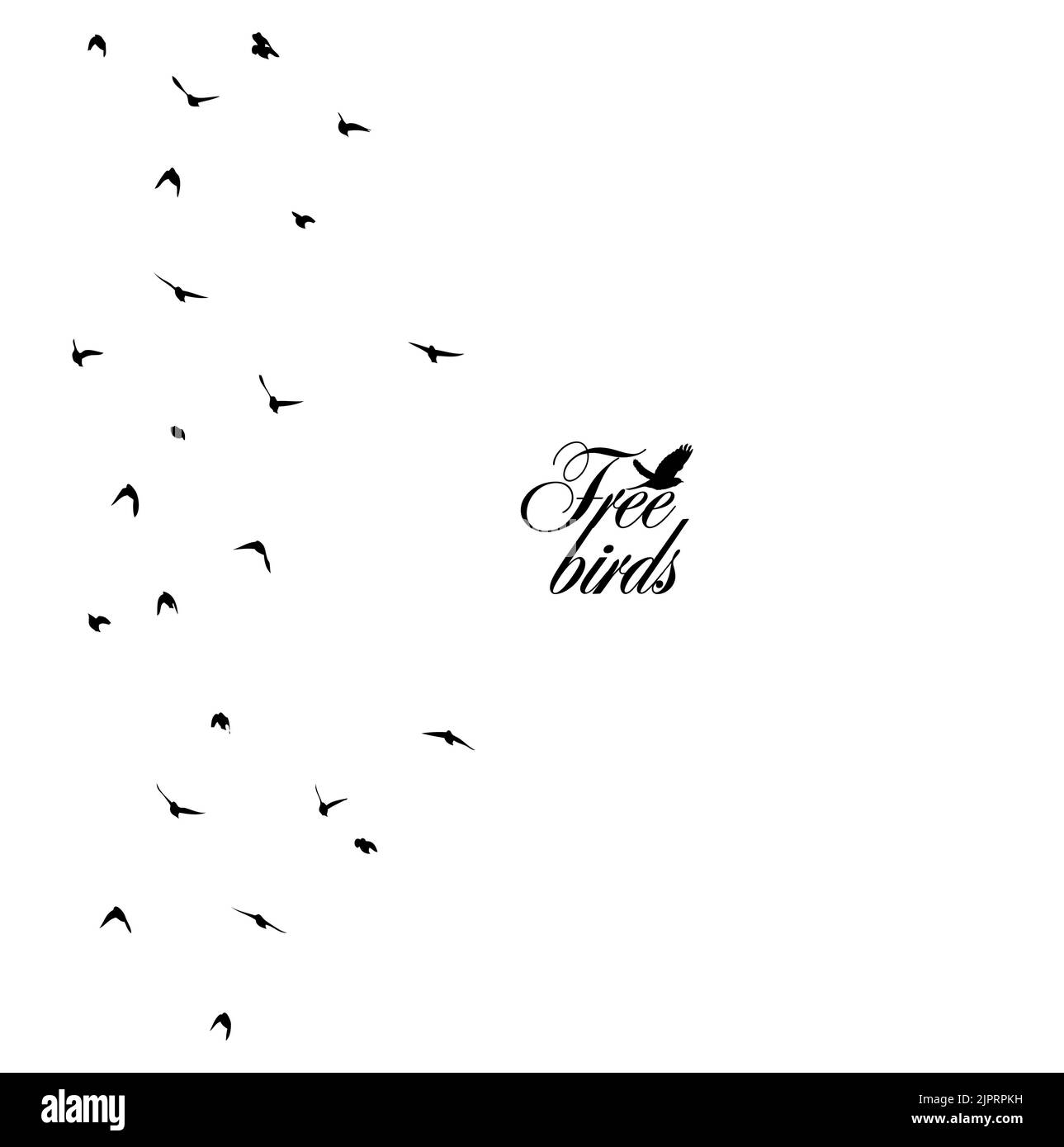 A flock of flying birds. Free birds. Background for text. Seamless pattern. Vector illustration ...