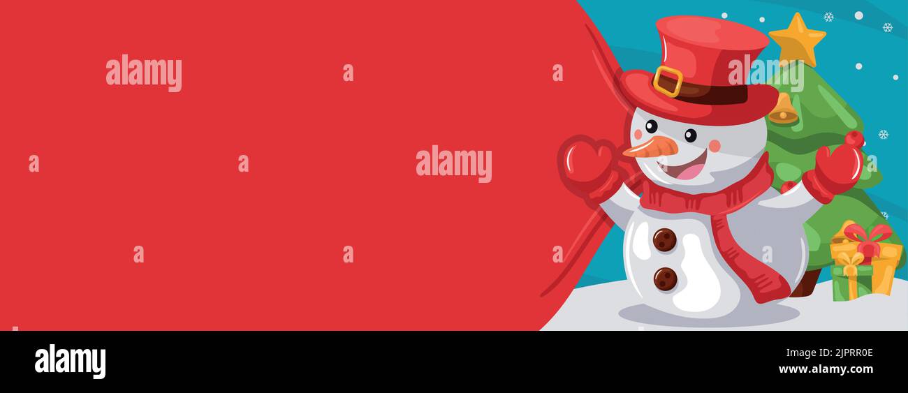 Merry christmas background with santa claus snowman pulling bag of ...