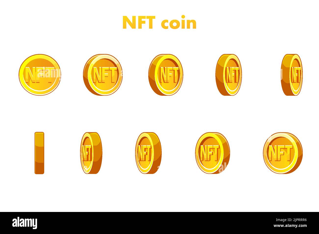 Vector Gold NFT coin. Animation NFT coin, step by step. Cryptocurrency ...