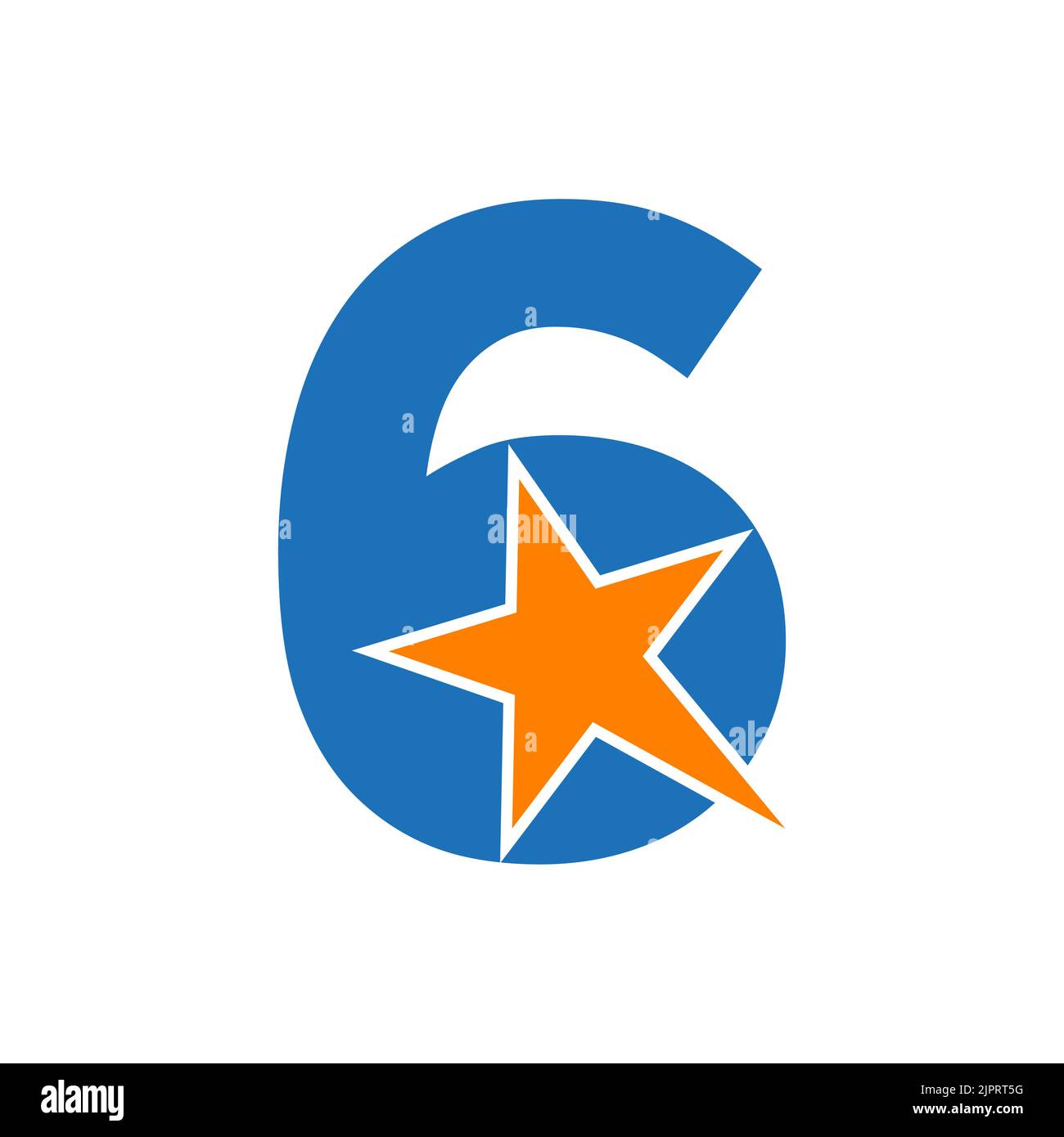 Letter 6 Negative Space Star Logo Vector Template. Minimal Star Symbol ...