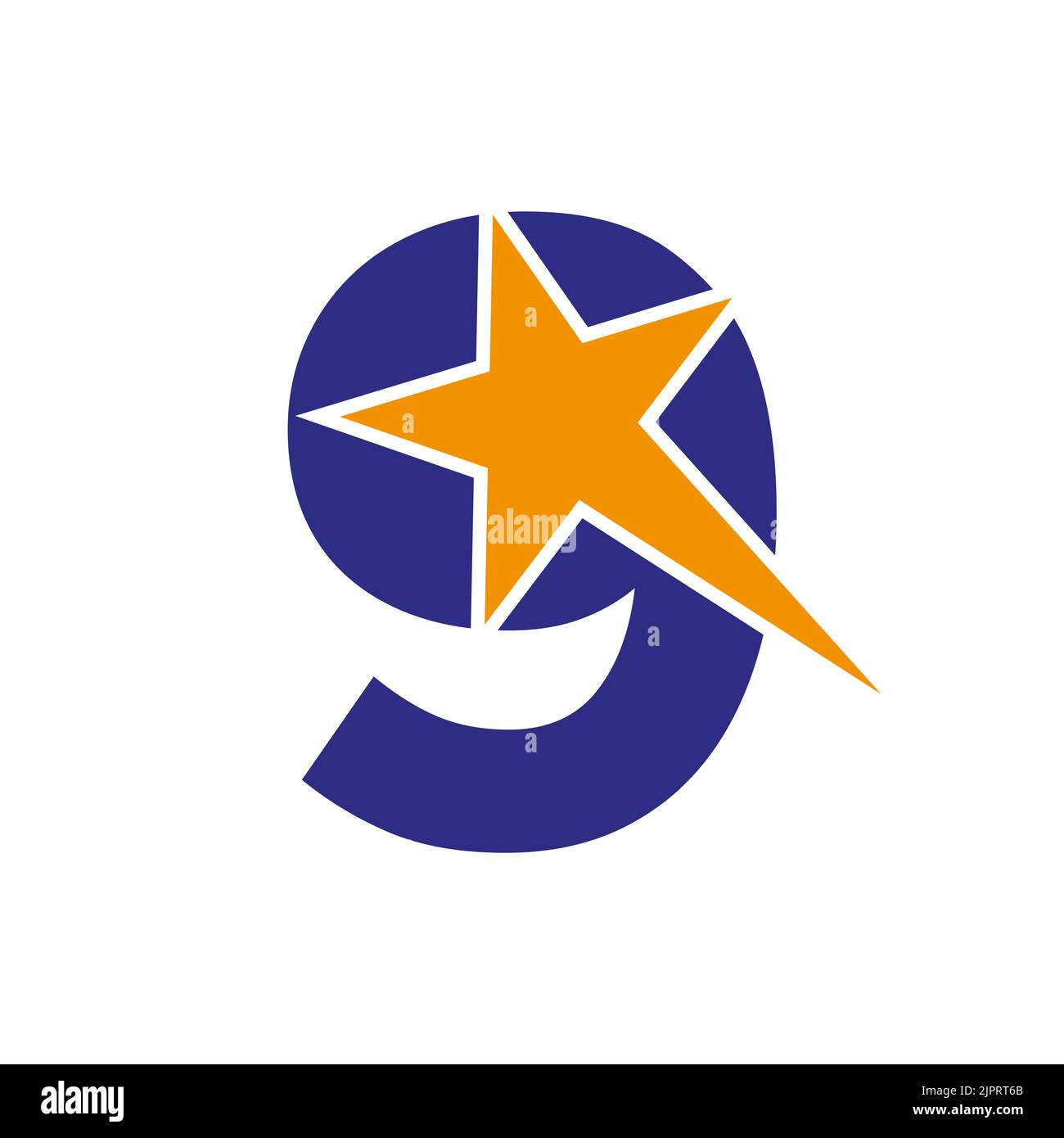 Letter 9 Negative Space Star Logo Vector Template. Minimal Star Symbol ...