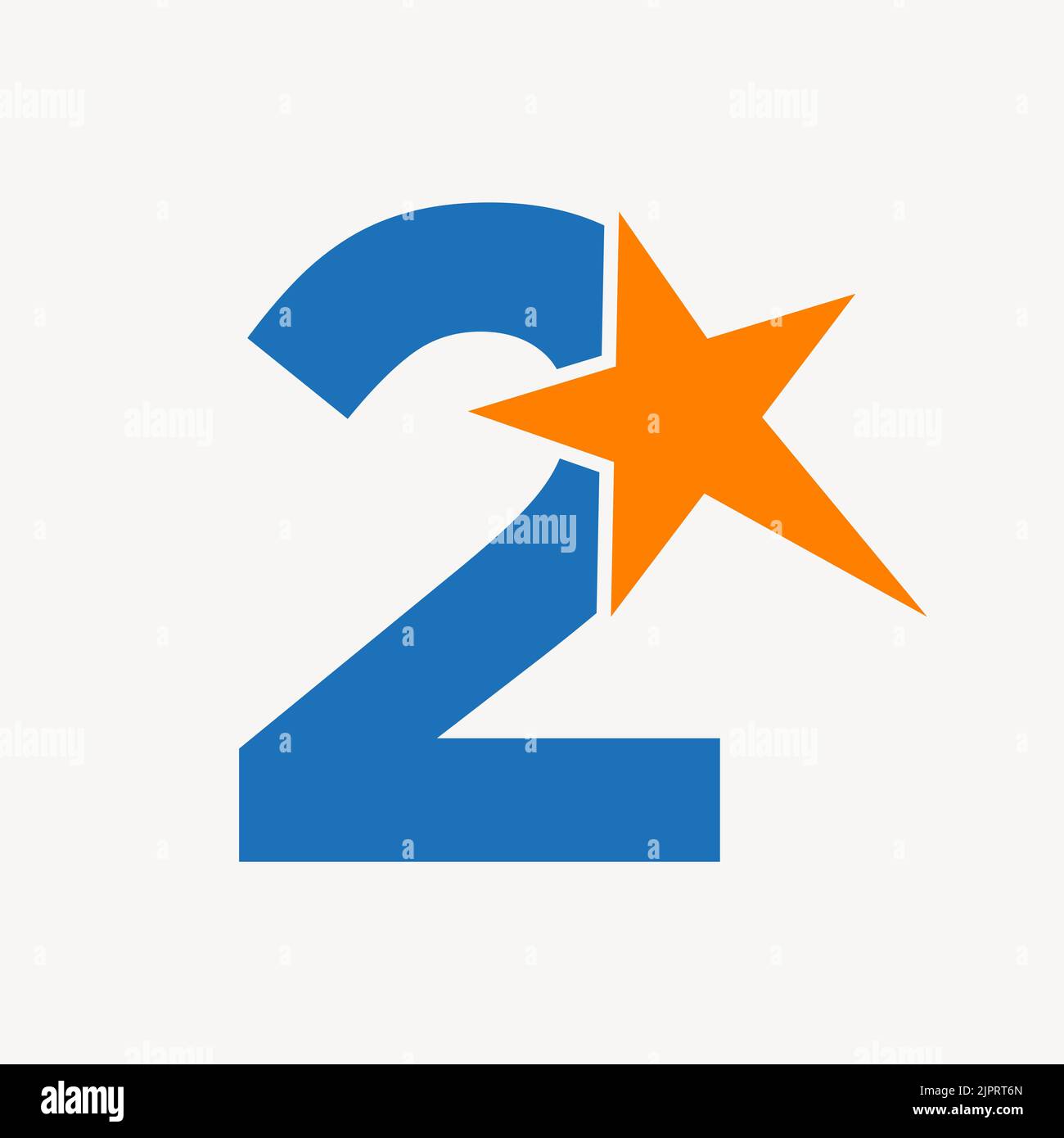 Letter 2 Negative Space Star Logo Vector Template. Minimal Star Symbol ...