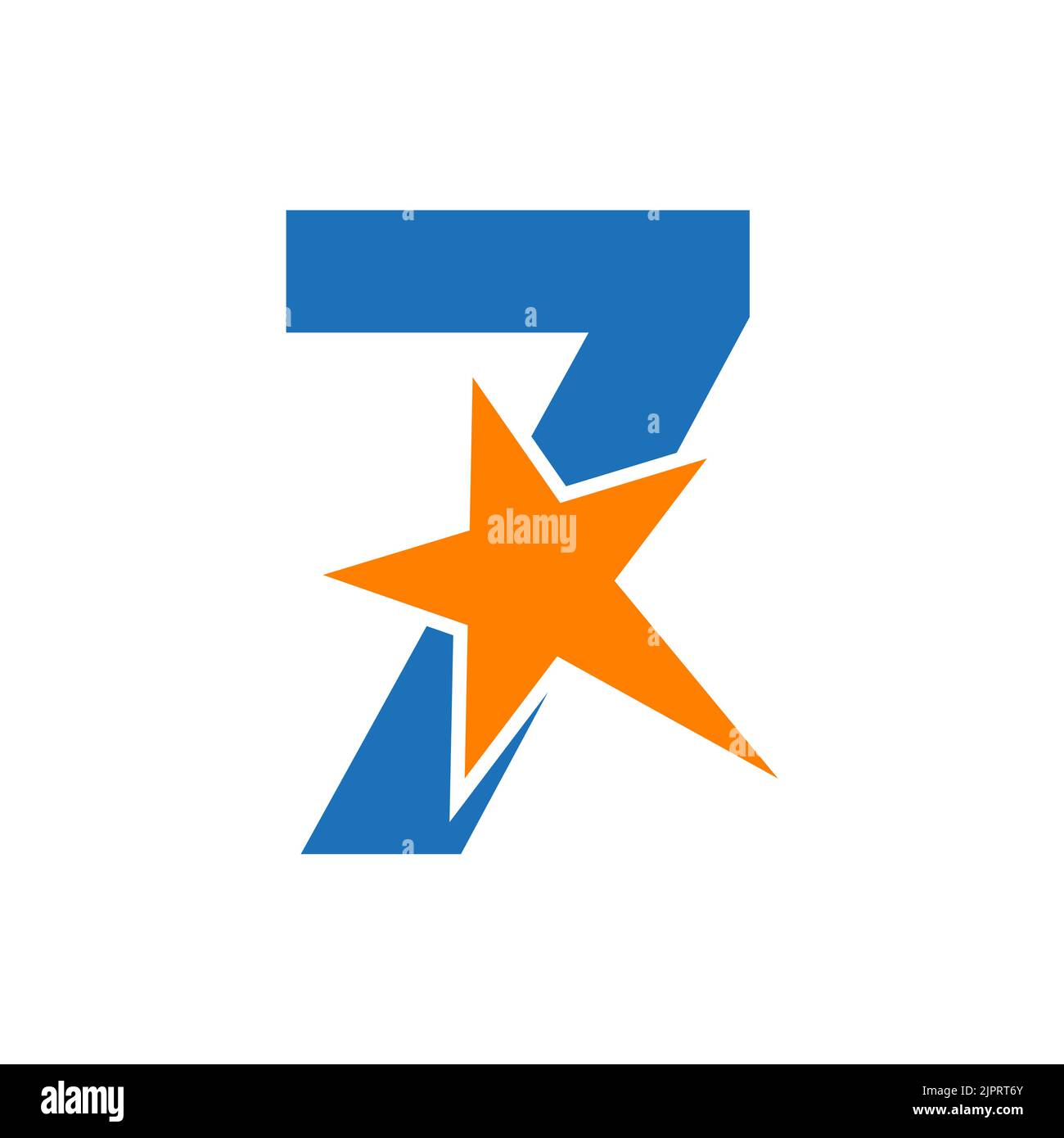 Letter 7 Negative Space Star Logo Vector Template. Minimal Star Symbol ...