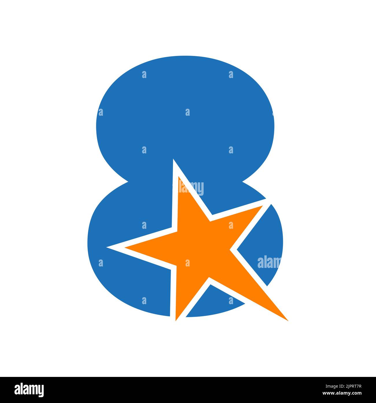 Letter 8 Negative Space Star Logo Vector Template. Minimal Star Symbol ...