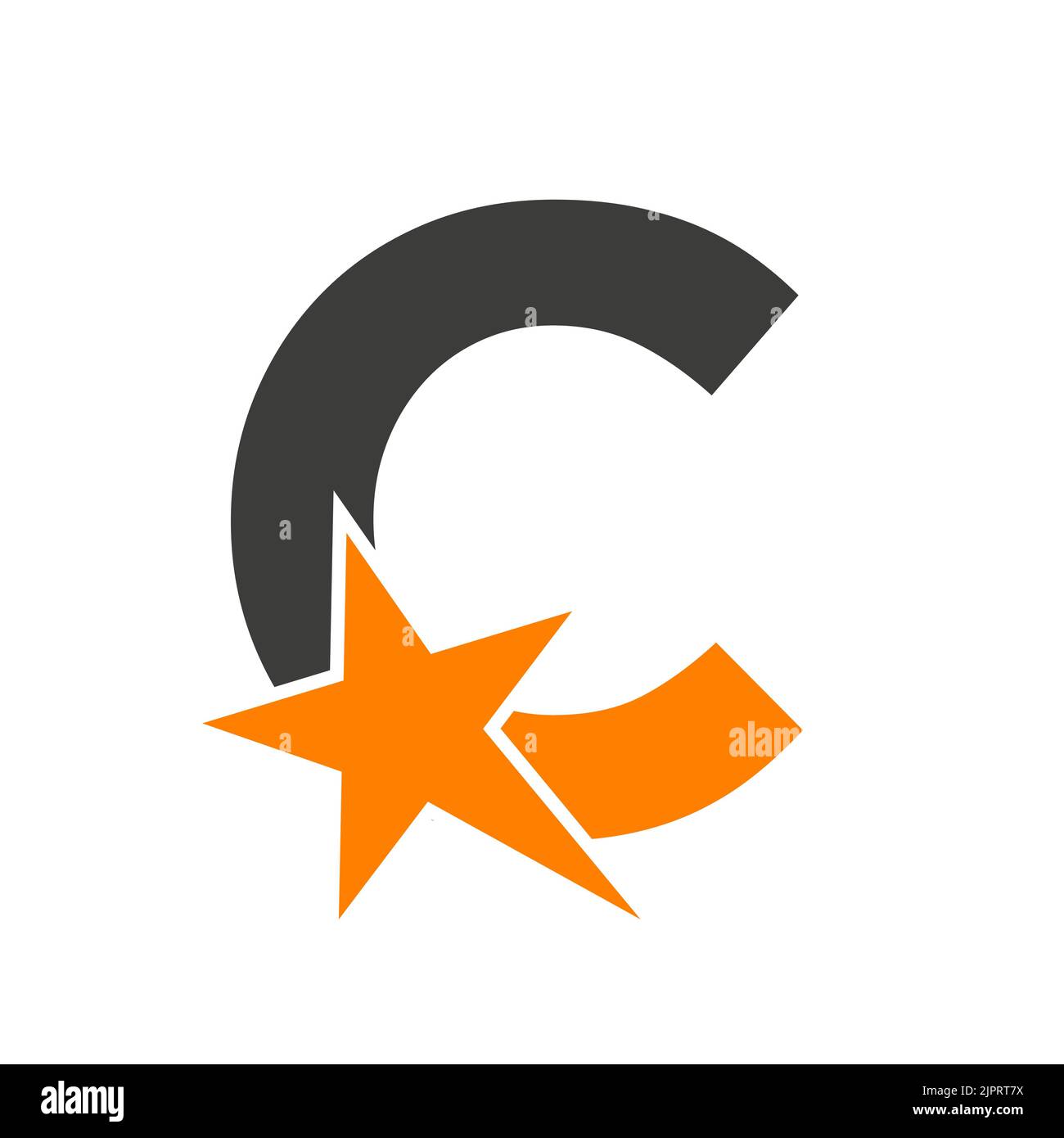Letter C Negative Space Star Logo Vector Template. Minimal Star Symbol ...